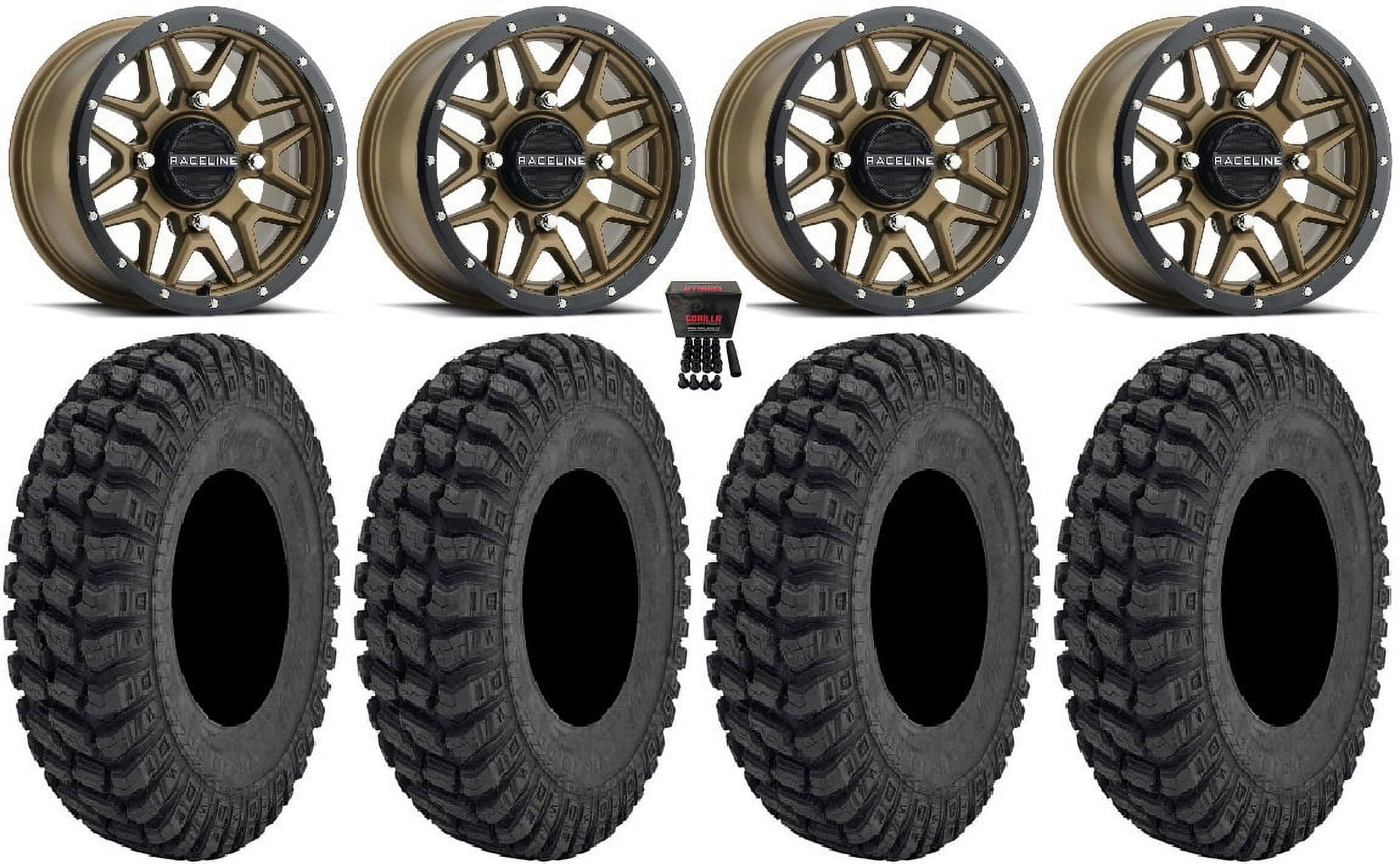 Raceline Krank 14" Wheels Bronze 28" Warrior AT Tires Sportsman 550 850 ...