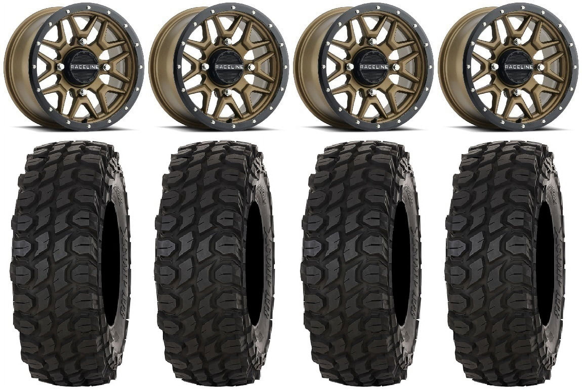 Raceline Krank 14" Wheels Bronze 28" XComp ATR Tires Polaris RZR XP ...