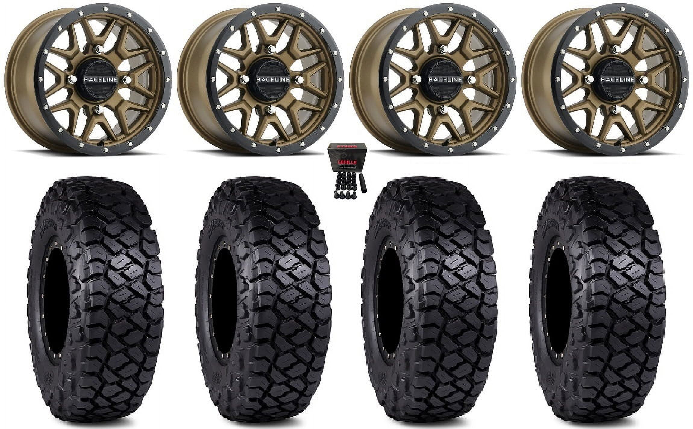 Raceline Krank 14" Wheels Bronze 30" Intersect Tires Polaris RZR XP ...