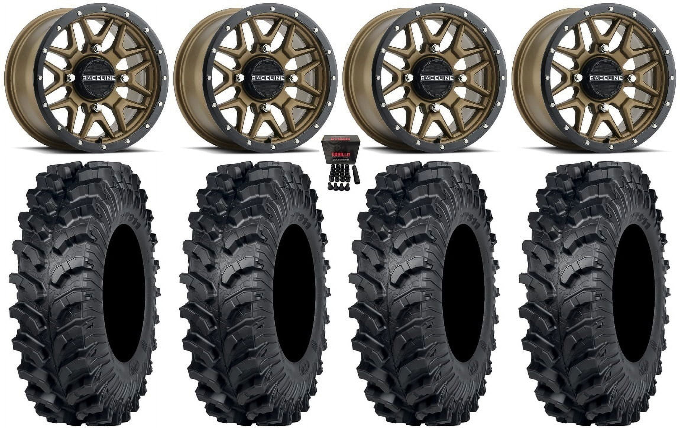 Raceline Krank 14" Wheels Bronze 32" MT911 Tires Can-Am Maverick X3 ...