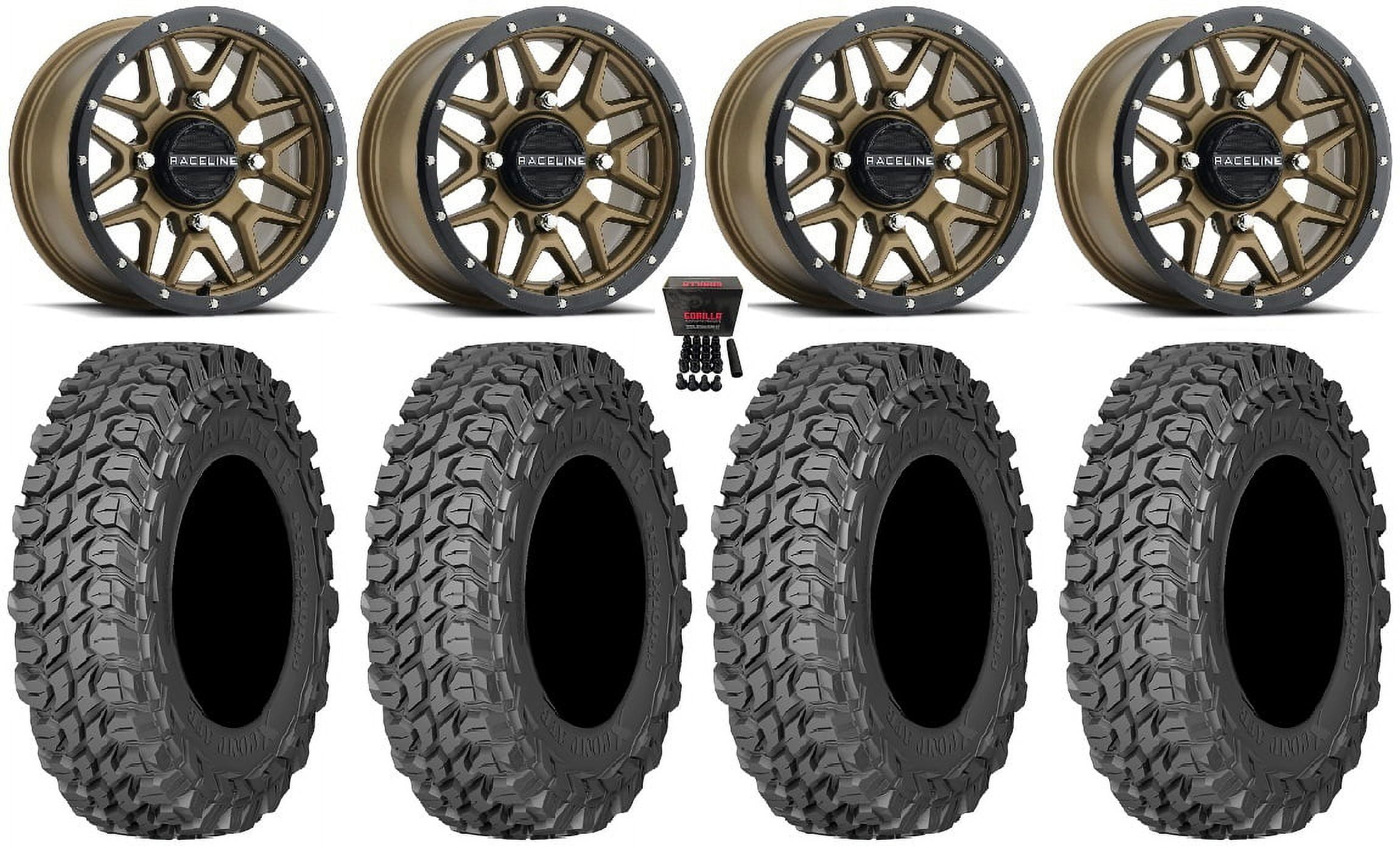 Raceline Krank 14" Wheels Bronze 32" X Comp ATR Tires Kawasaki Mule Pro ...