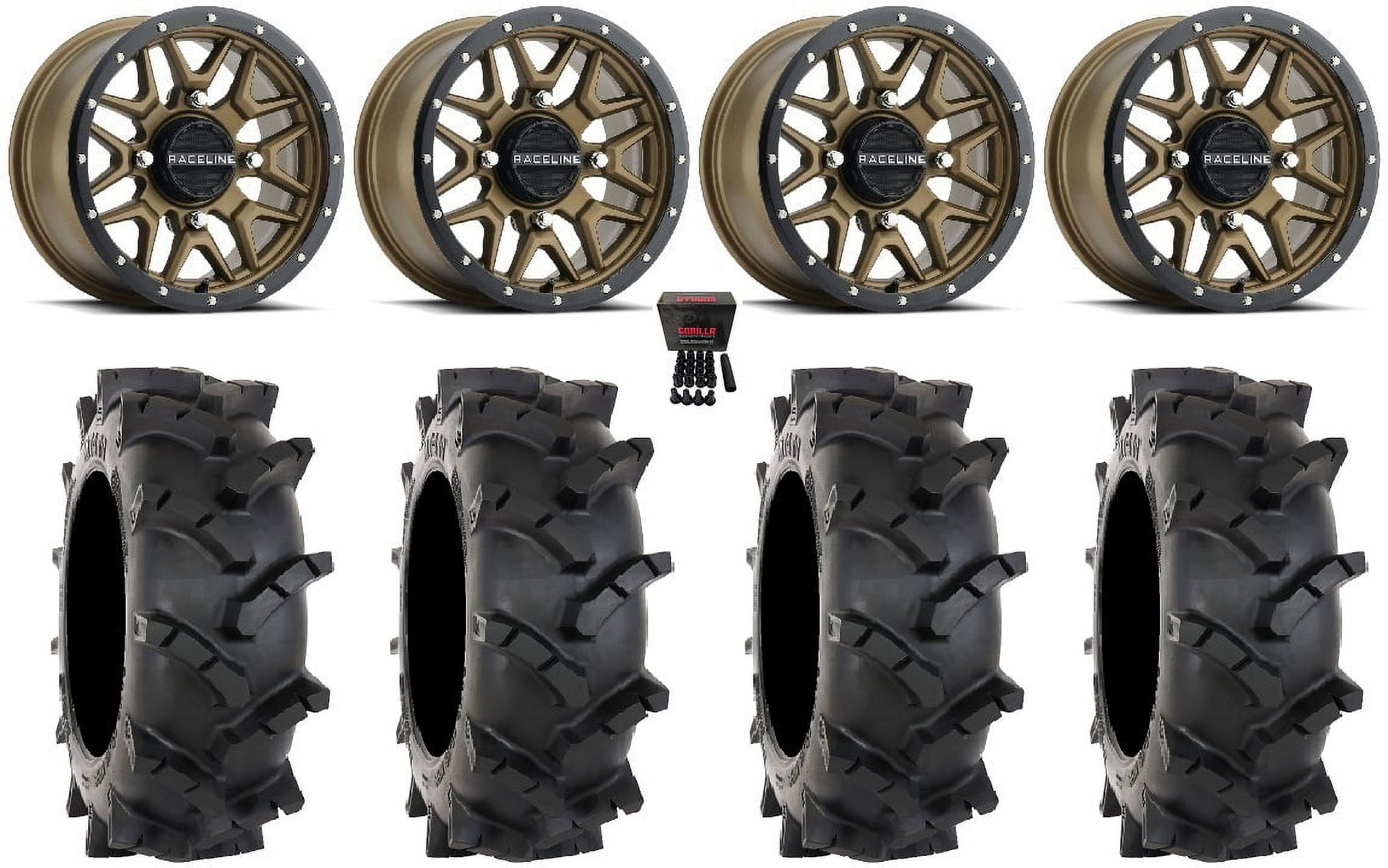 Raceline Krank 14" Wheels Bronze +38mm 30" MT410 Tires Can-Am Commander ...