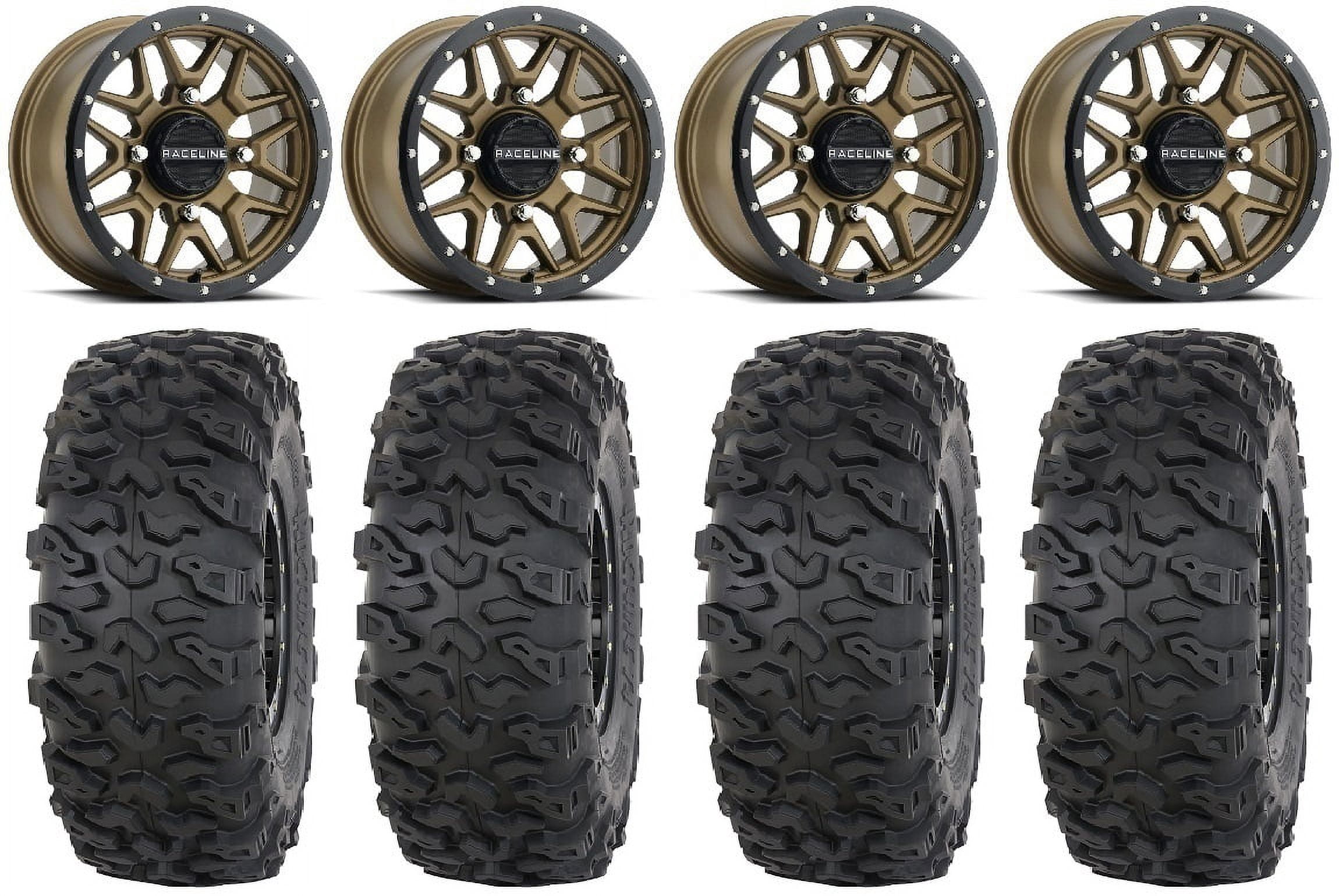 Raceline Krank 14" Wheels Bronze +38mm 32" Roctane T4 Tires Can-Am ...