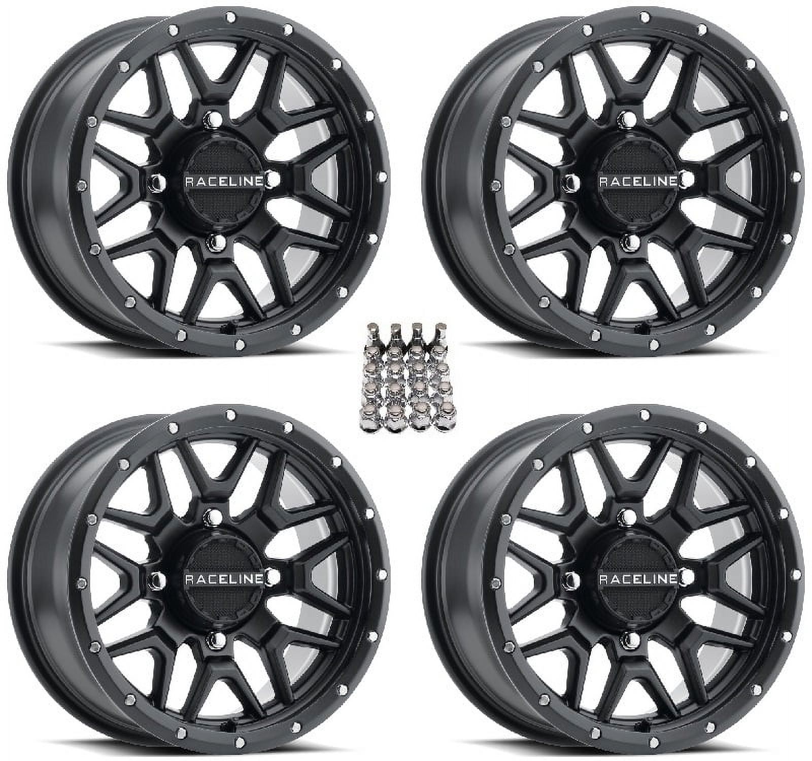 Raceline Krank 15" ATV Wheels/Rims Black Sportsman 550 850 1000 ...