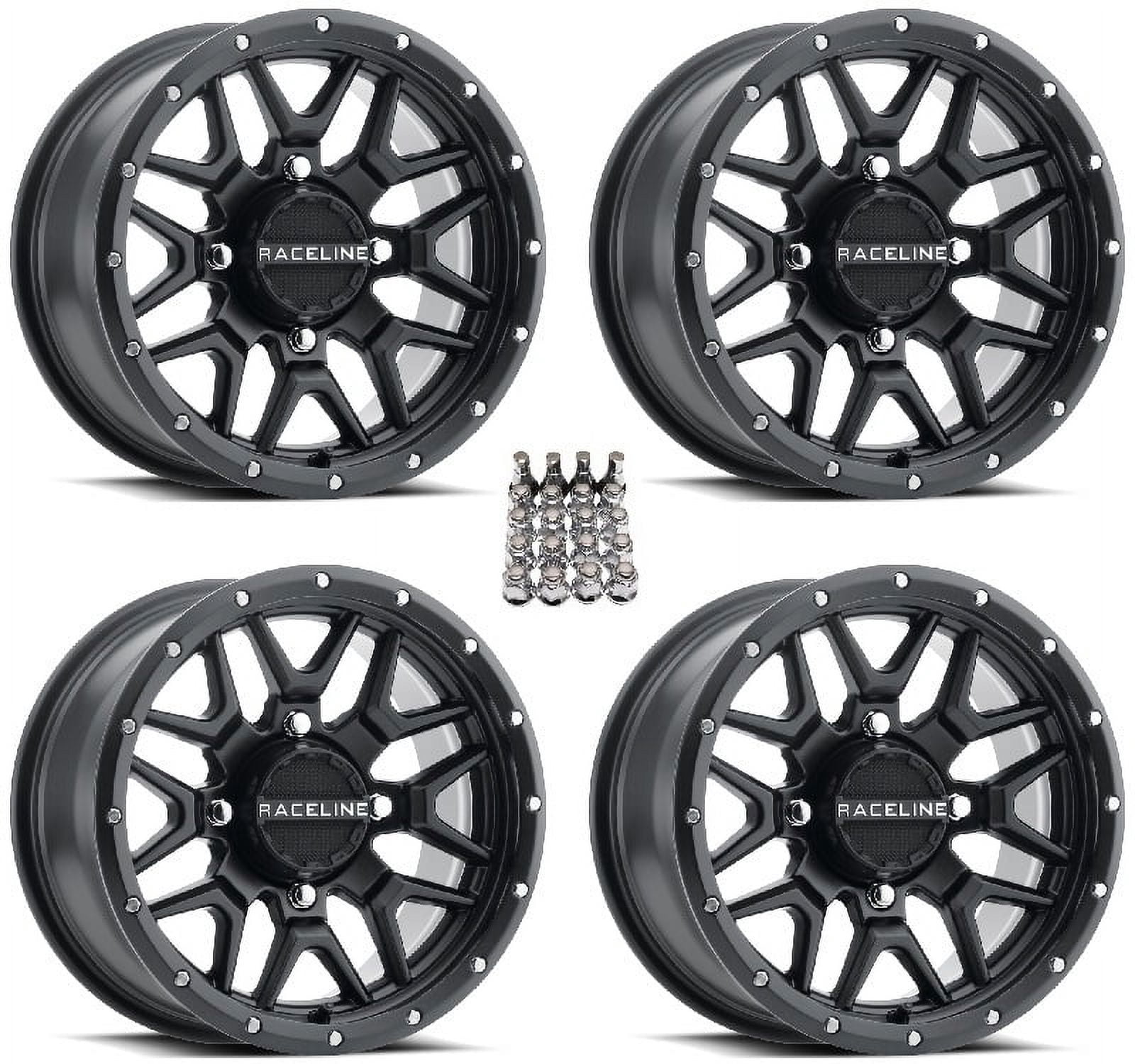 Raceline Krank 15" ATV Wheels/Rims Black Sportsman RZR Ranger - Walmart.com