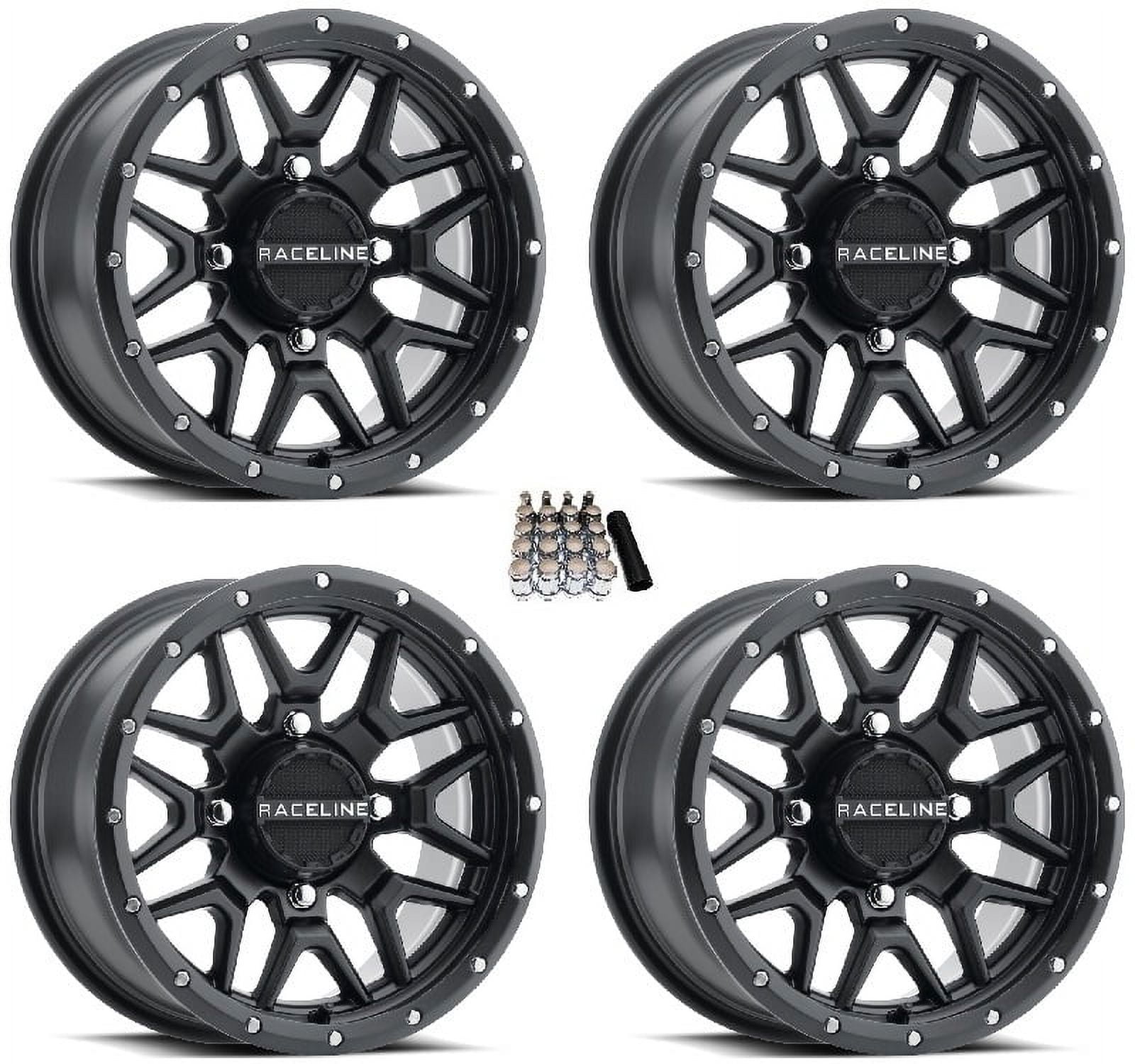 Raceline Krank 15" UTV Wheels/Rims Black Kawasaki Teryx Mule - Walmart.com