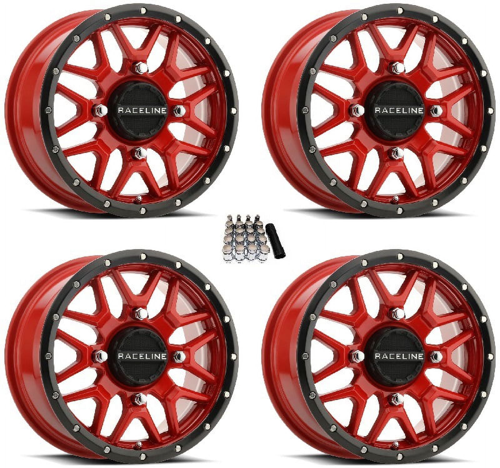 Raceline Krank 15" UTV Wheels/Rims Red Kawasaki Mule Pro FXT - Walmart.com