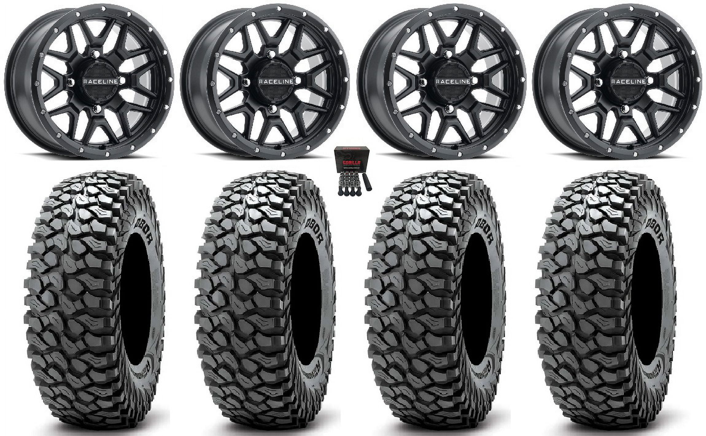 Raceline Krank 15" Wheels Black 32" RocScraper Tires Polaris RZR XP ...