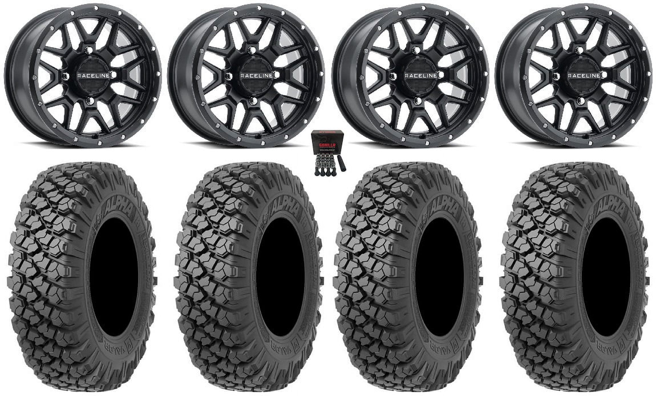 Raceline Krank 15" Wheels Black 35" Alpha Tires Can-Am Maverick X3 ...