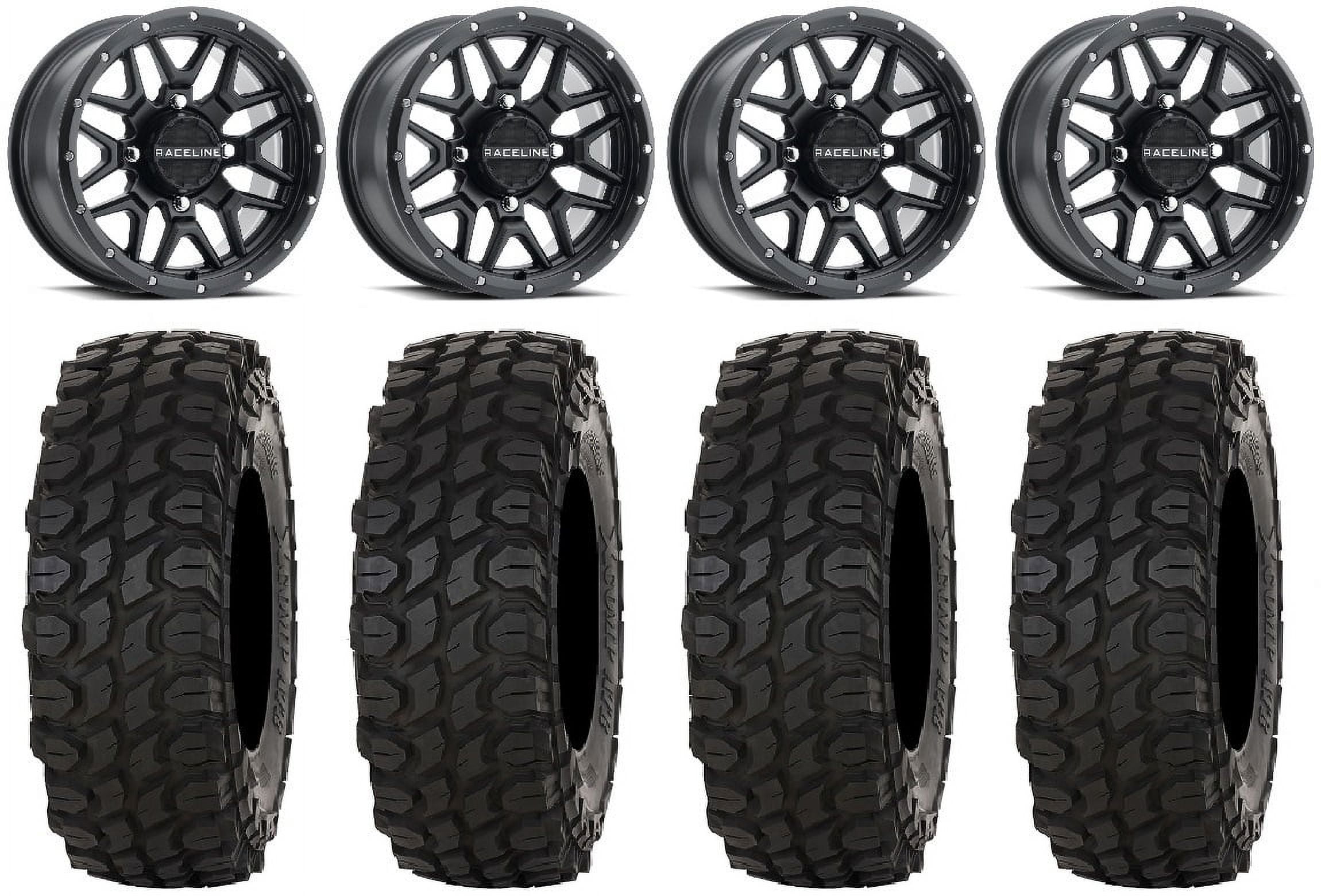 Raceline Krank 15" Wheels Black 35" XComp ATR Tires Sportsman RZR ...