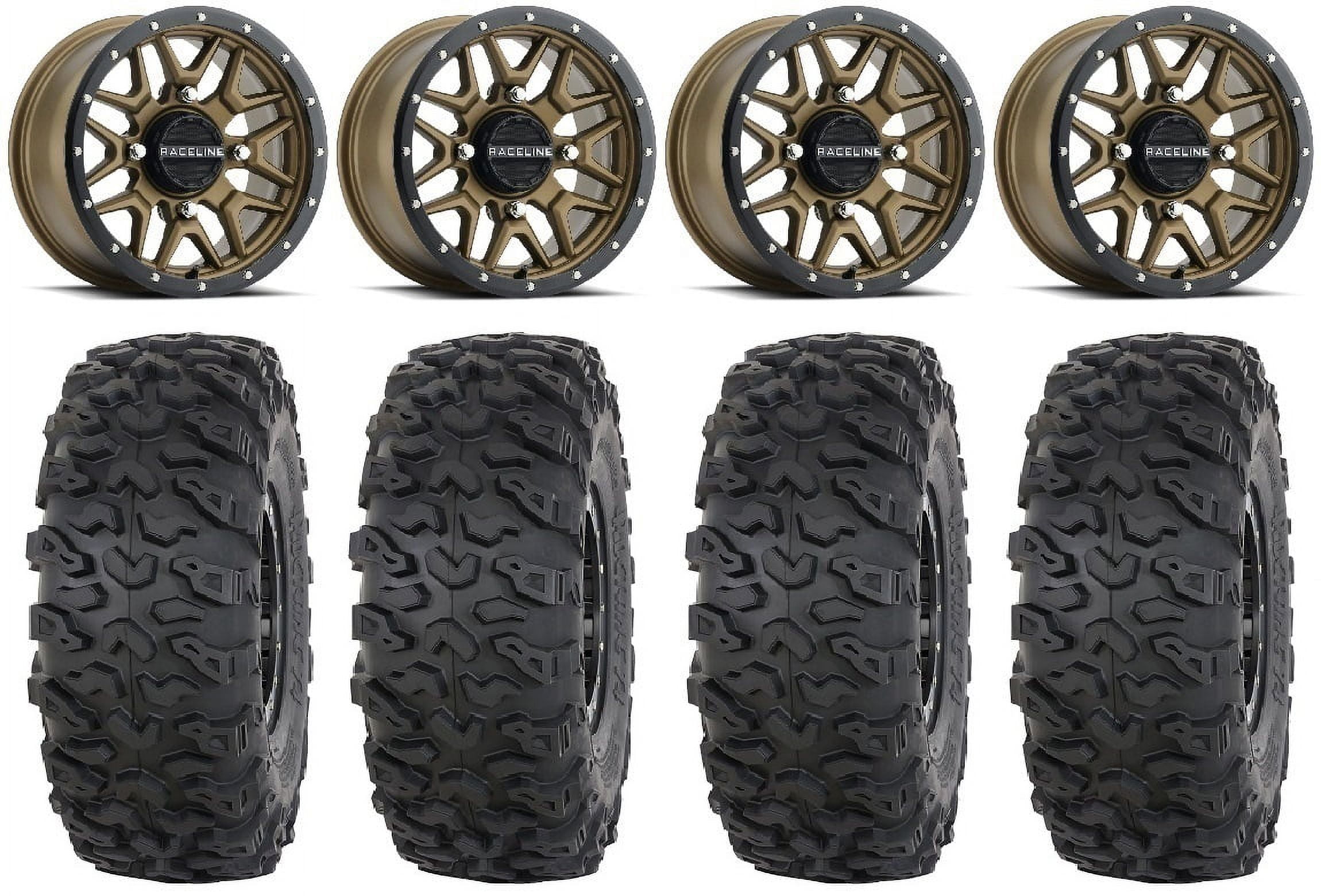 Raceline Krank 15" Wheels Bronze 30" Roctane T4 Tires Can-Am Maverick ...