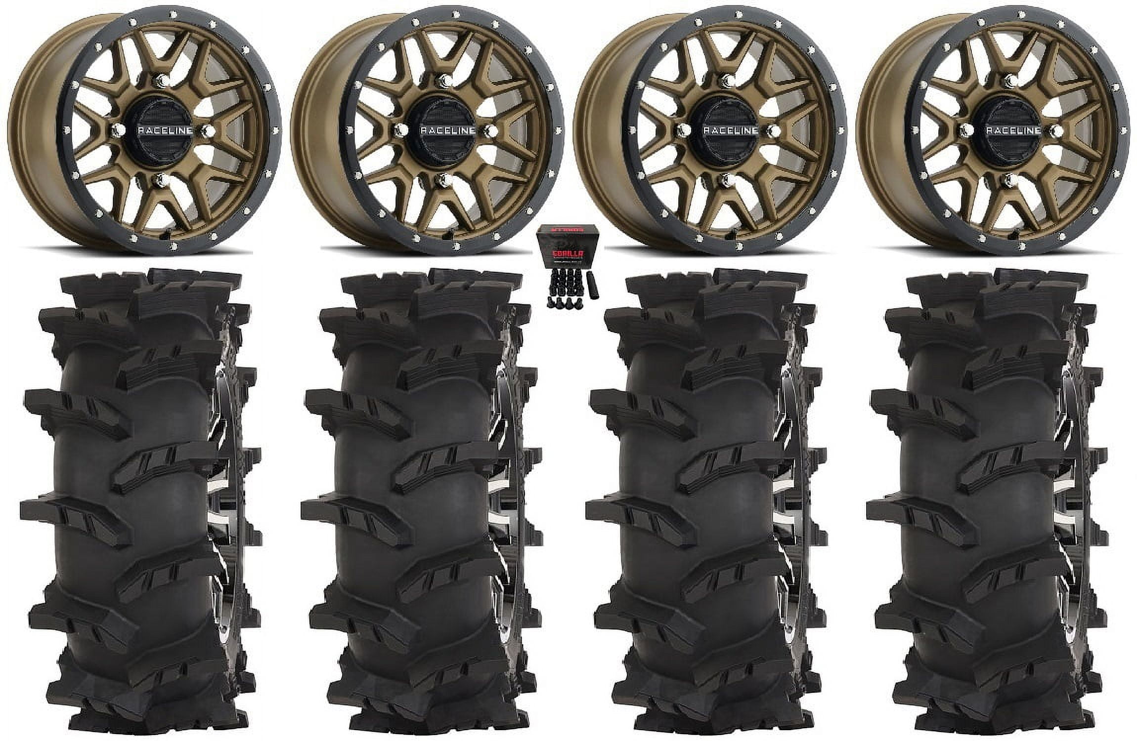 Raceline Krank 15" Wheels Bronze 32" Outlaw Max Tires Polaris RZR XP ...