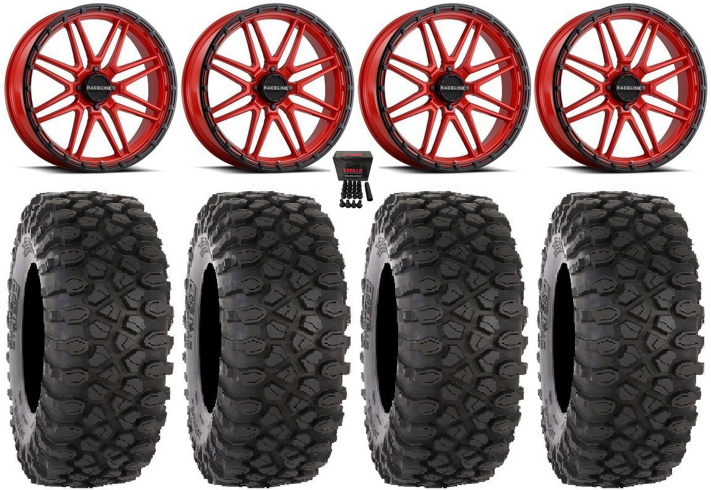 Raceline Krank XL 18" Wheels Red 35" XC450 Tires Sportsman RZR Ranger ...
