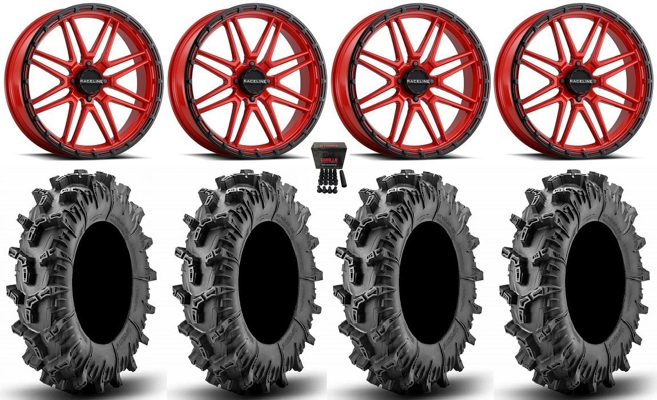Raceline Krank XL 22" Wheels Red 35" Terminator Max Tires Can-Am ...