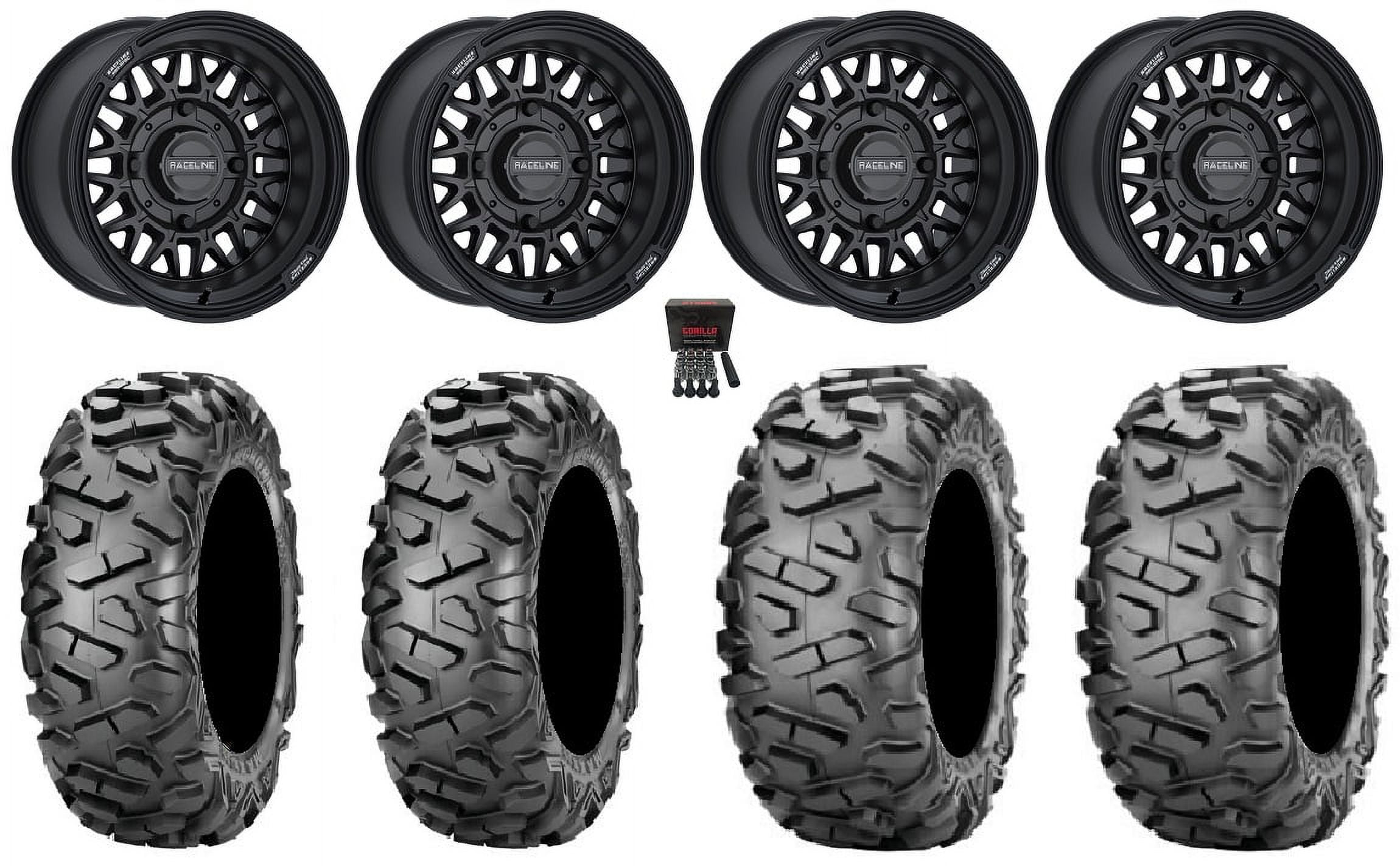 Raceline Omega 14" Wheels Black 26" BigHorn Tires Polaris RZR XP 1000 ...