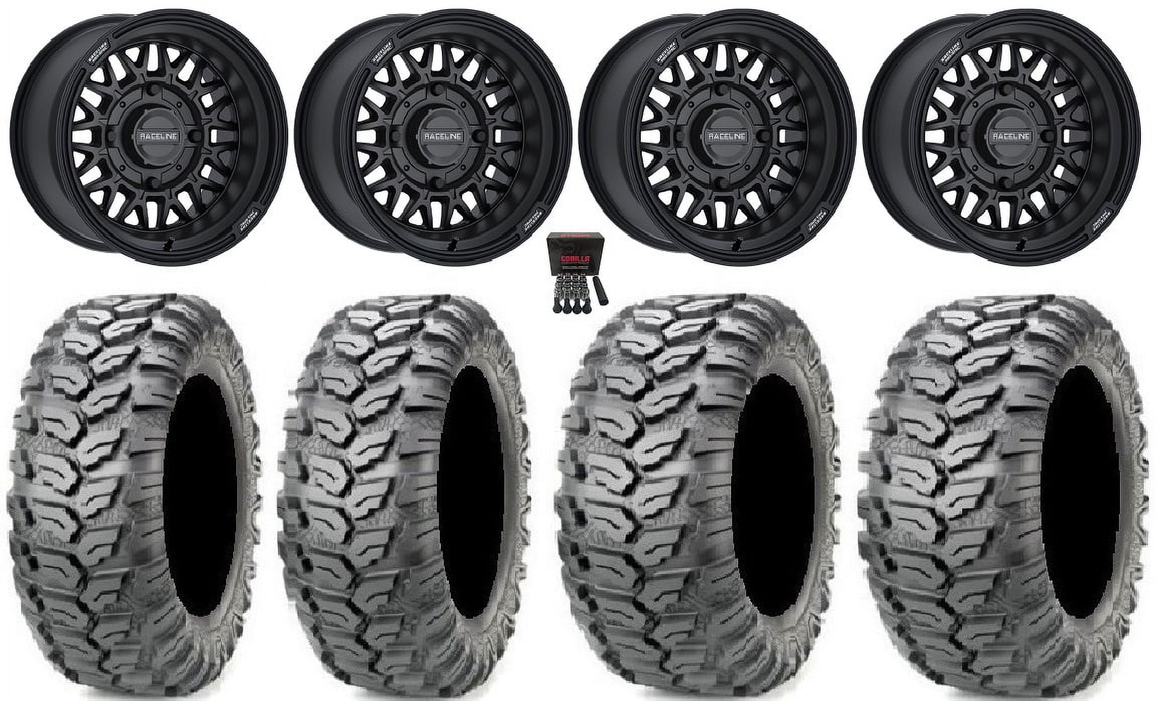 Raceline Omega 14" Wheels Black 26" Ceros Tires Polaris RZR XP 1000 ...