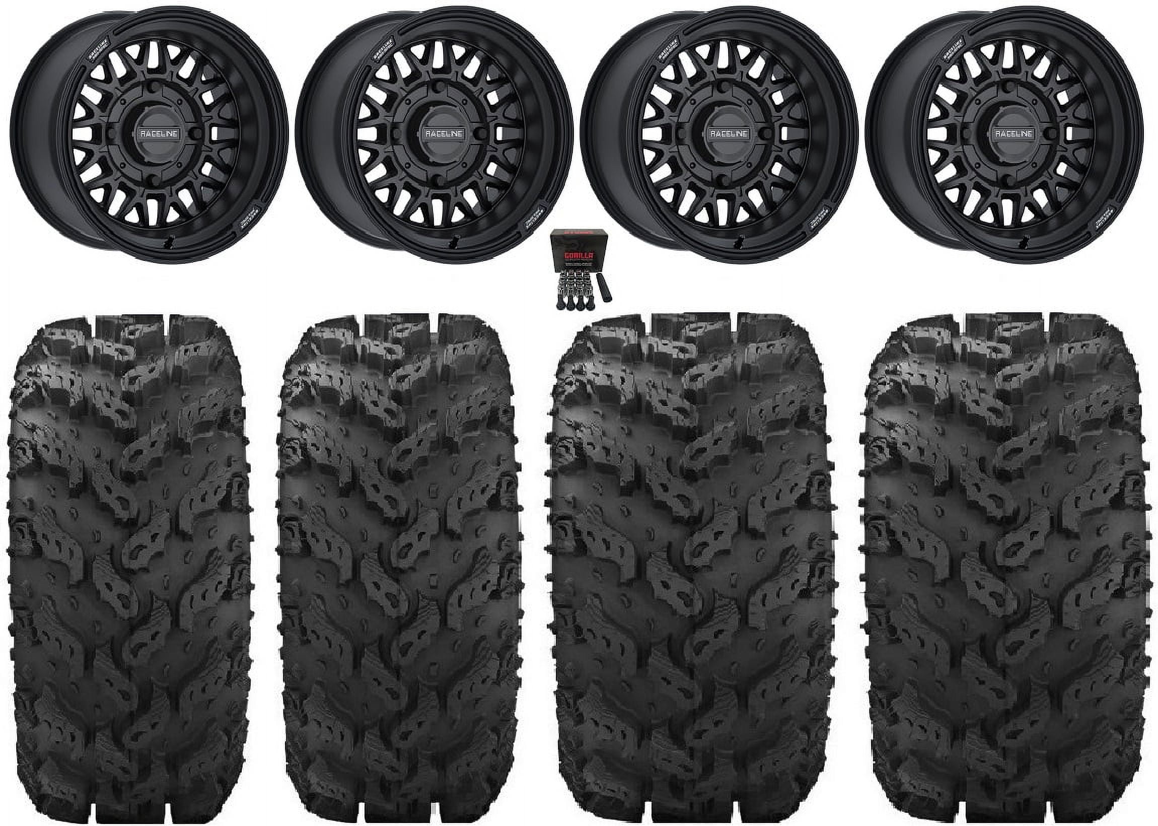 Raceline Omega 14" Wheels Black 27" Reptile Tires Polaris RZR XP 1000 ...