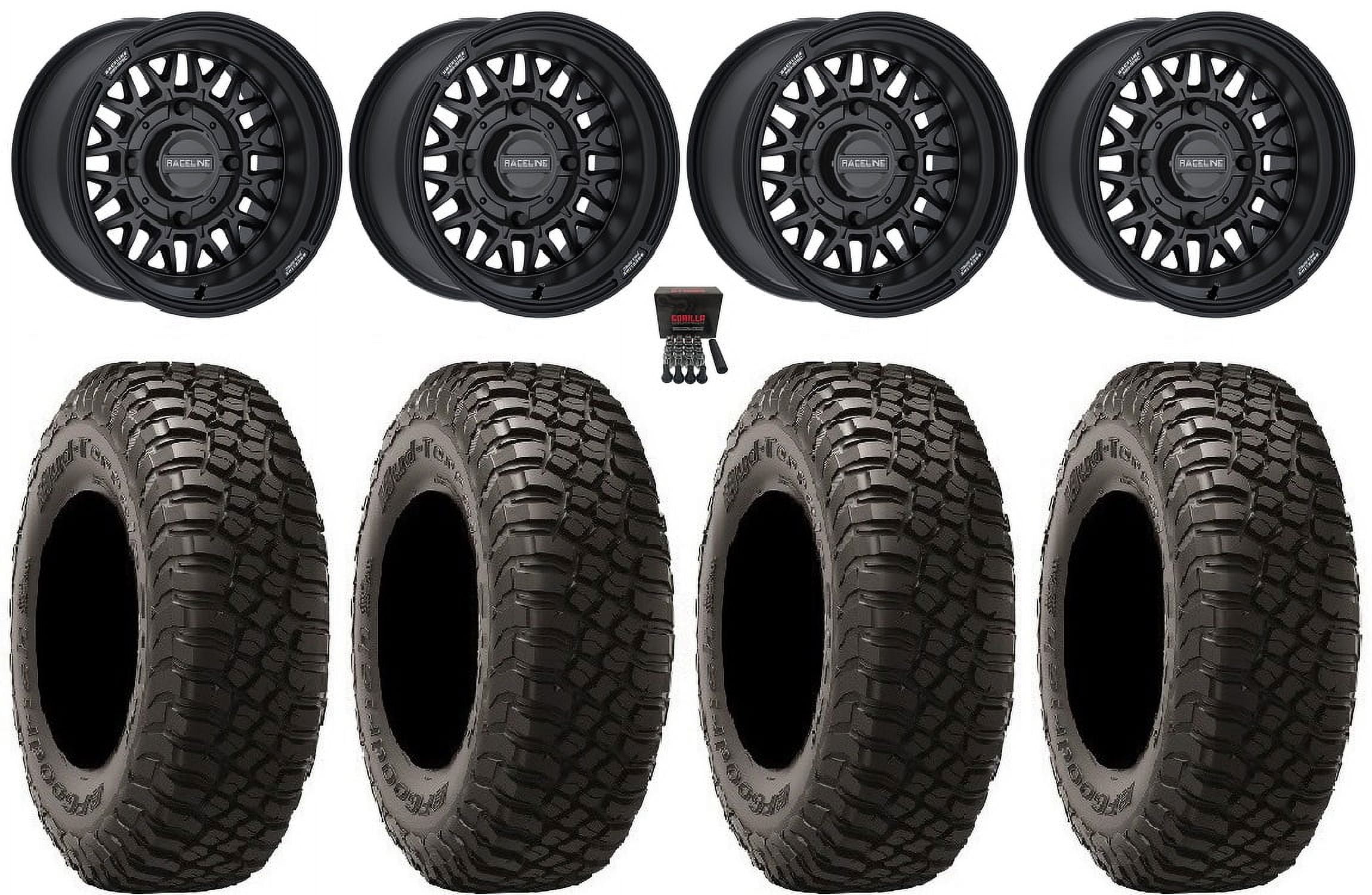 Raceline Omega 14" Wheels Black 28" BFG KM3 Tires Can-Am Commander ...