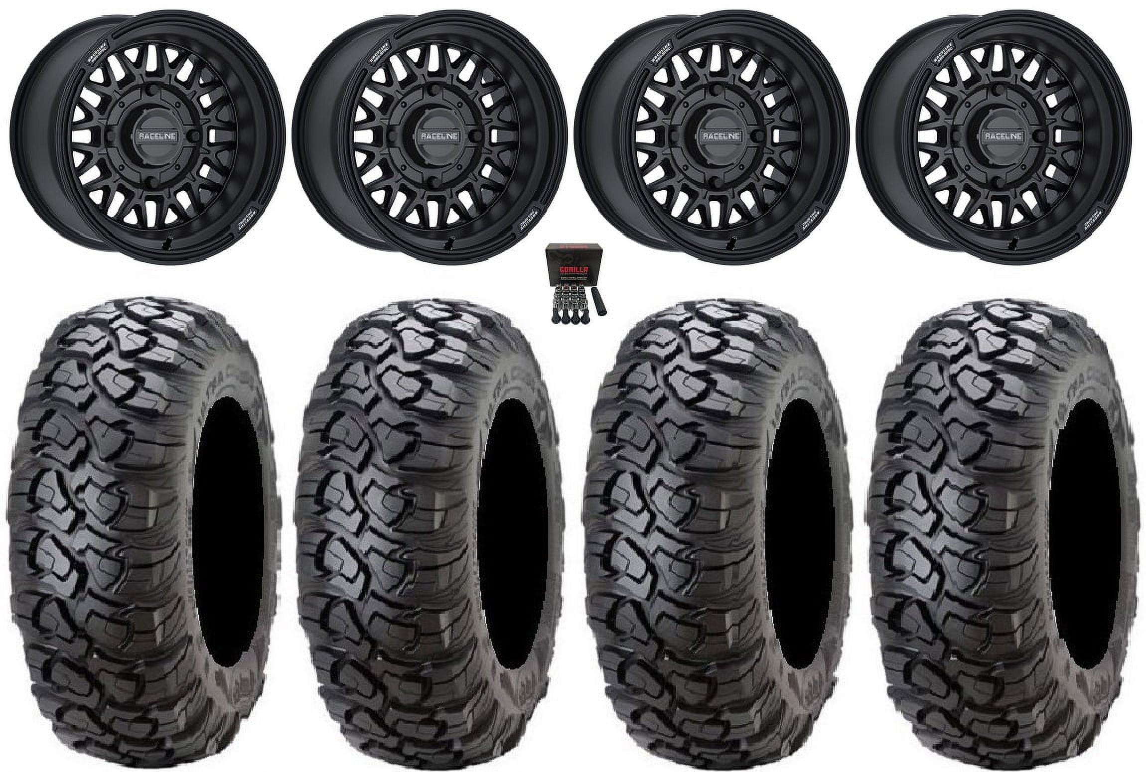 Raceline Omega 14" Wheels Black 28" Ultracross Tires Can-Am Maverick X3 ...