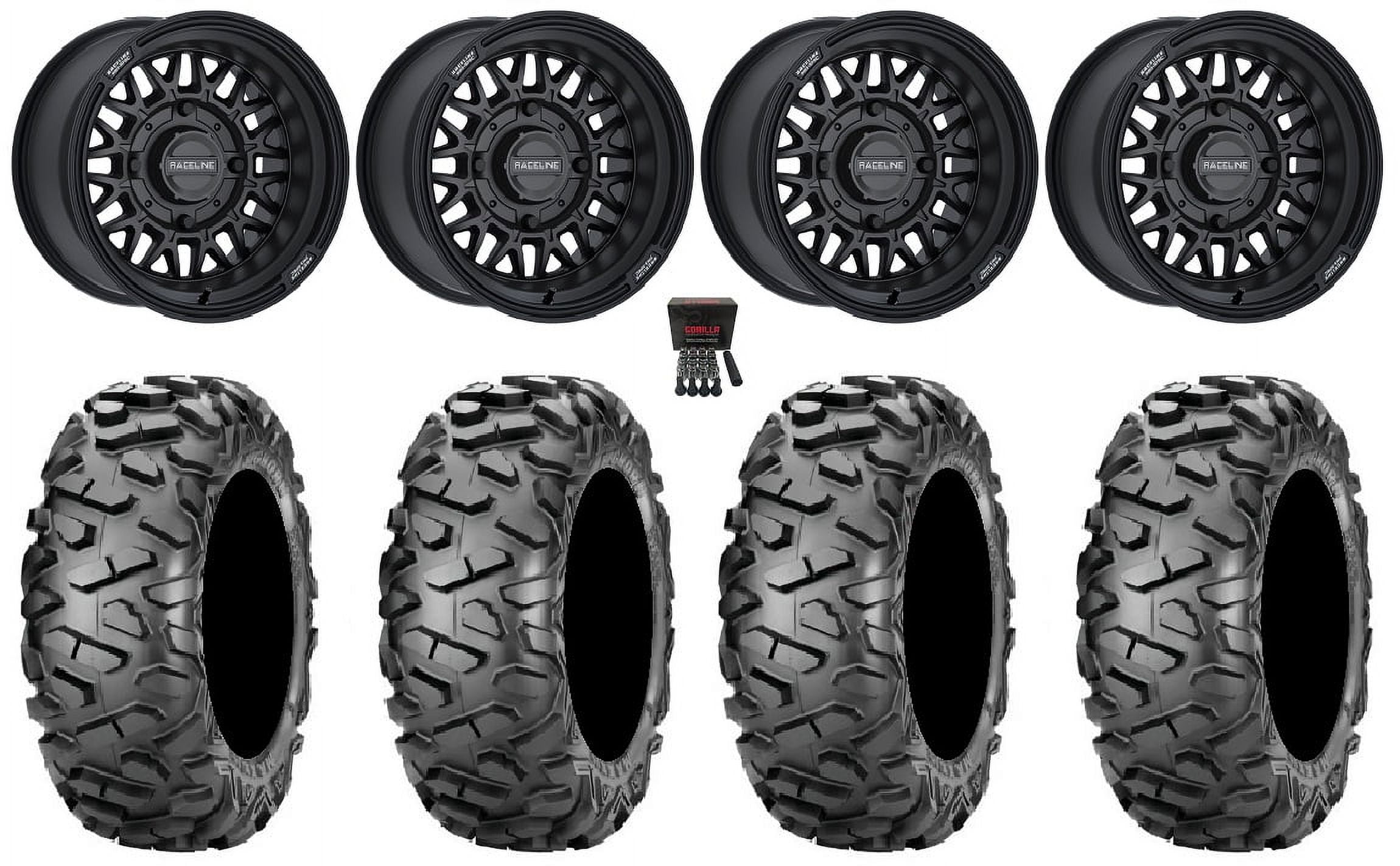 Raceline Omega 14" Wheels Black 30" BigHorn Tires Can-Am Commander ...