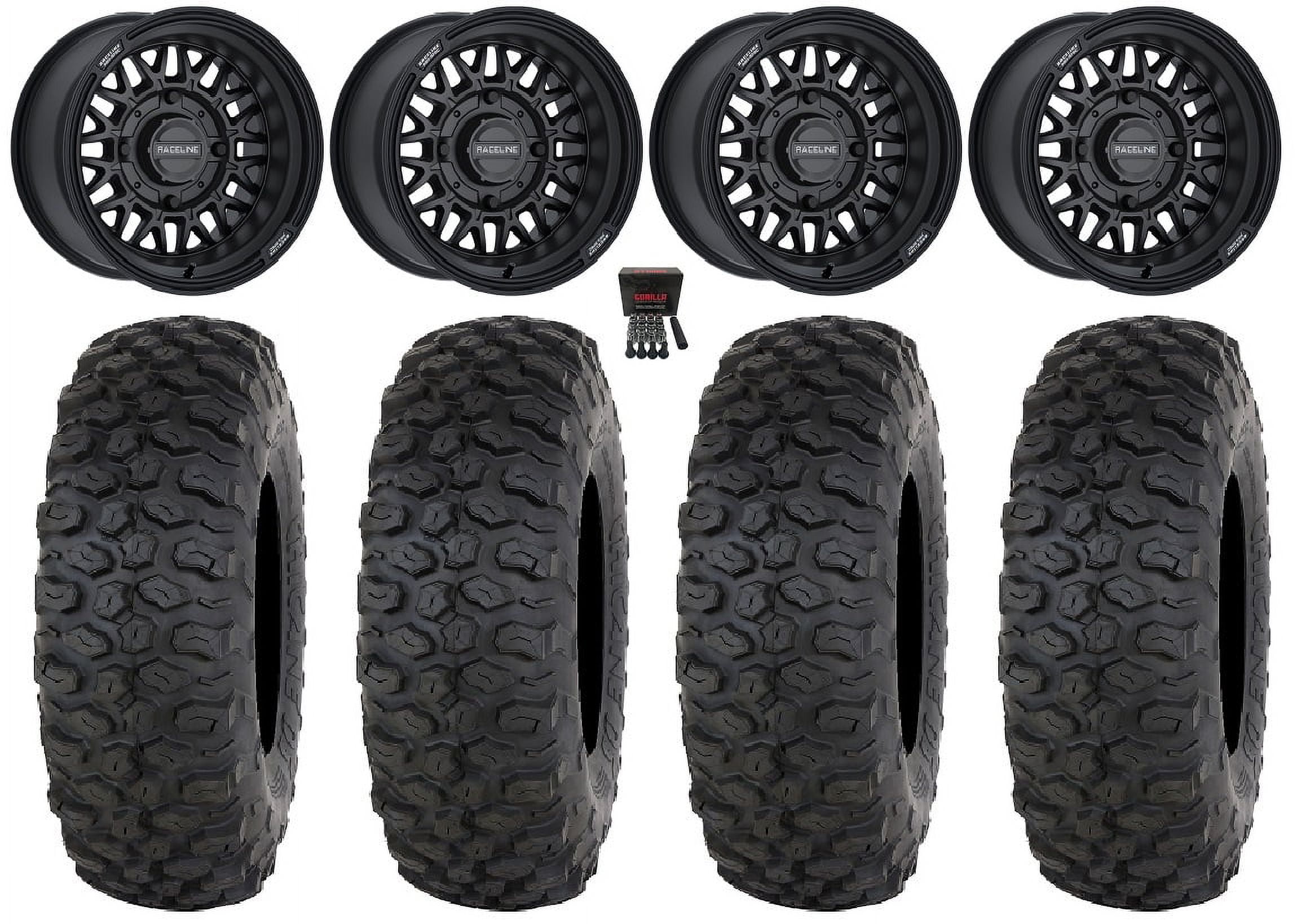 Raceline Omega 14" Wheels Black 30" Chicane DS Tires Polaris RZR XP ...