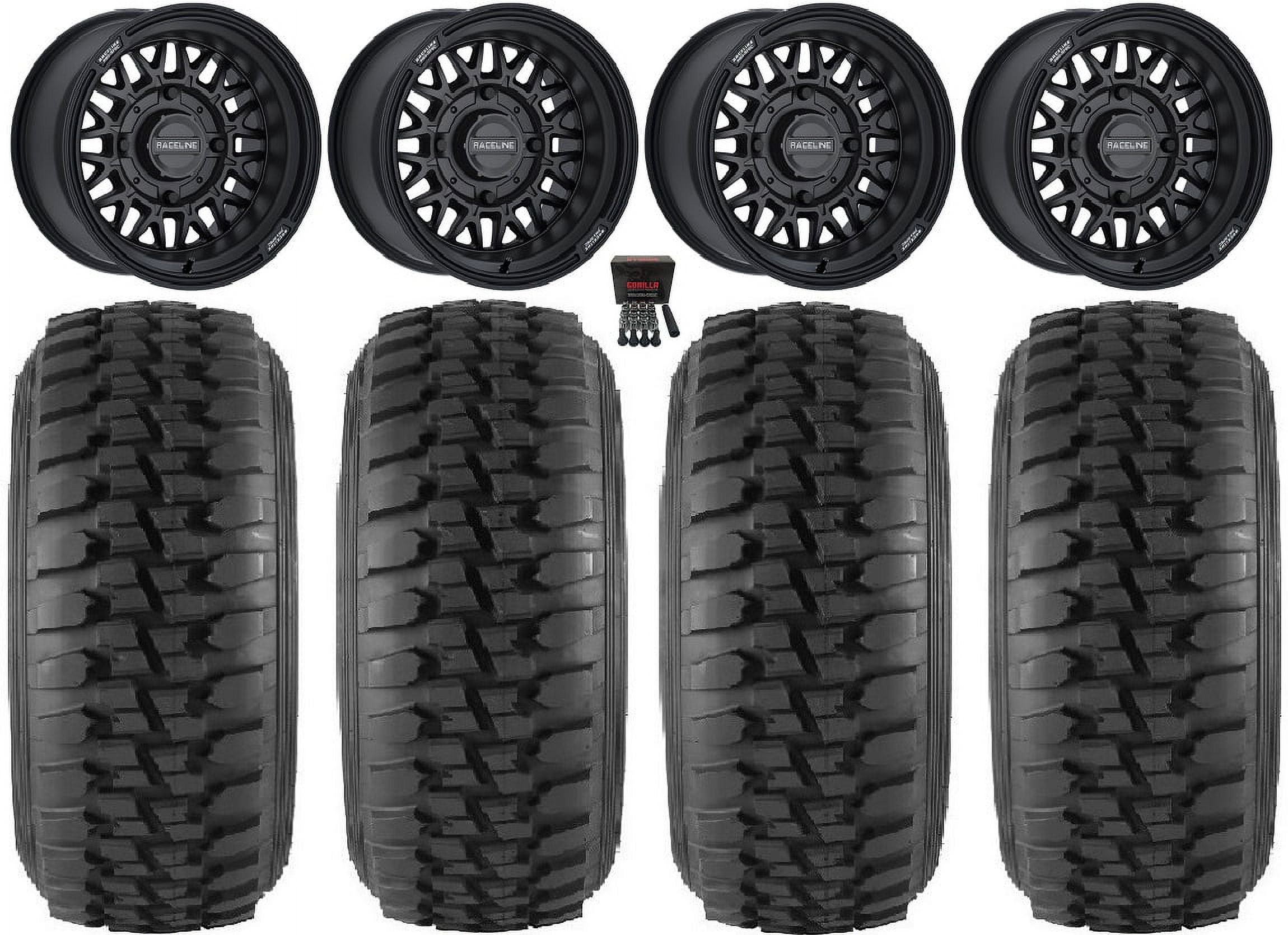 Raceline Omega 14" Wheels Black 30" Desert Series Tires Sportsman RZR ...