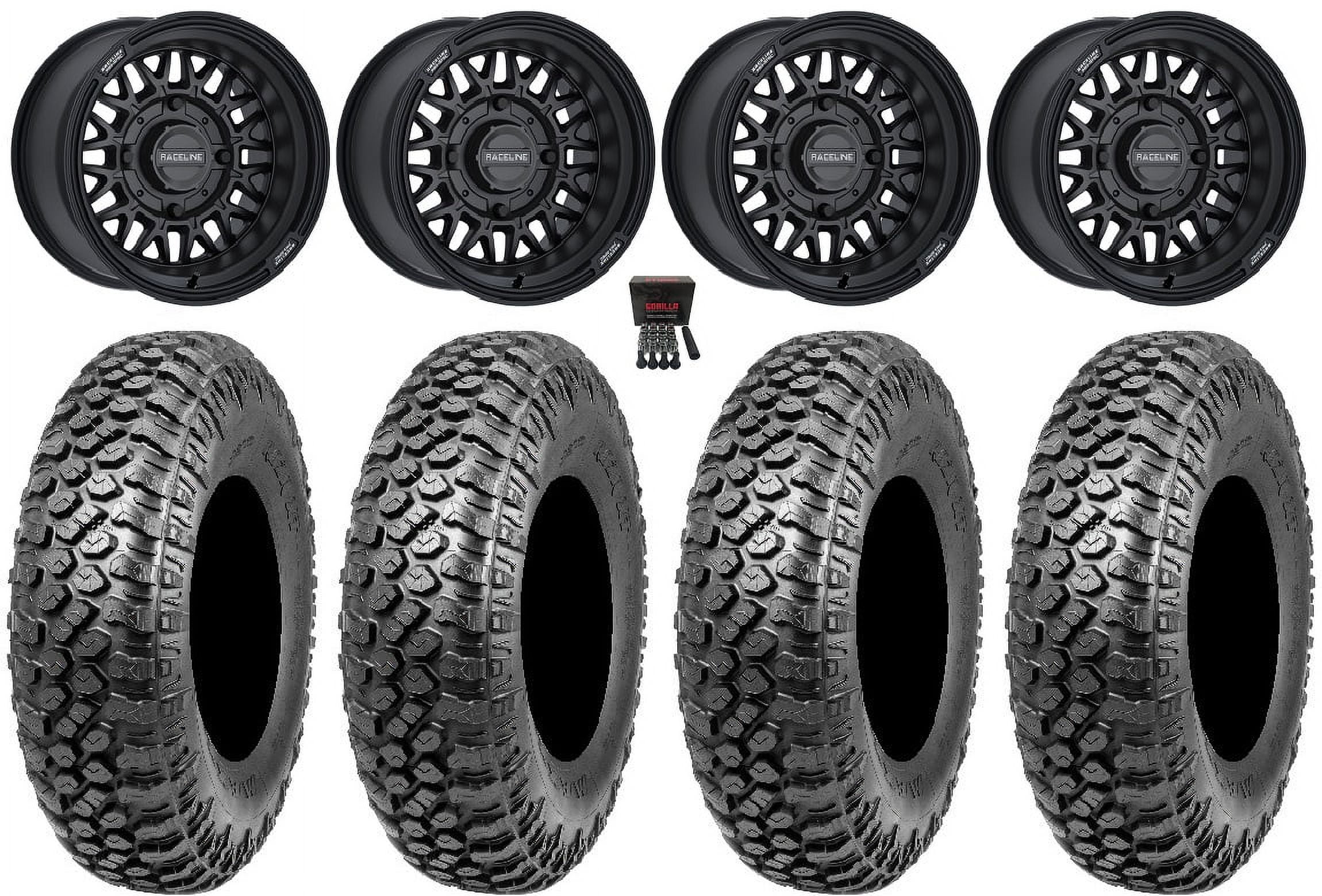 Raceline Omega 14" Wheels Black 30" RAZR XT Tires Polaris RZR XP 1000 ...
