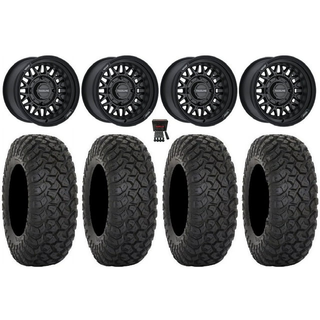 Raceline Omega 14" Wheels Black 30" RT320 Tires Polaris RZR XP 1000 ...