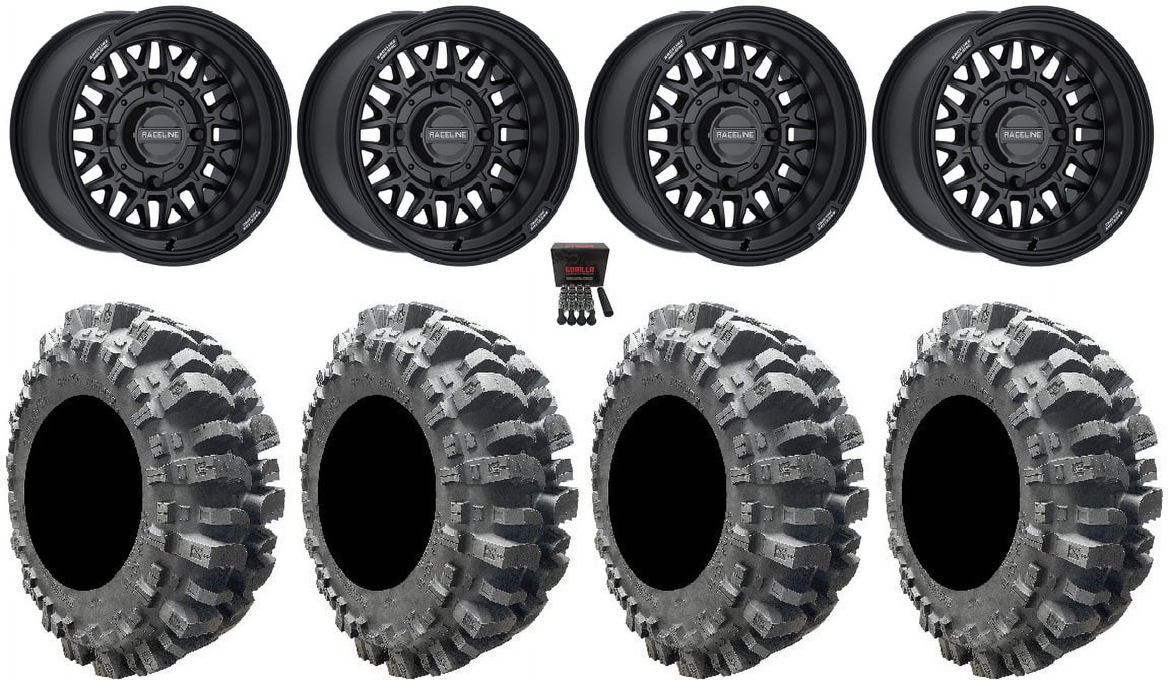 Raceline Omega 14" Wheels Black 31" Bogger Tires Can-Am Maverick X3 ...