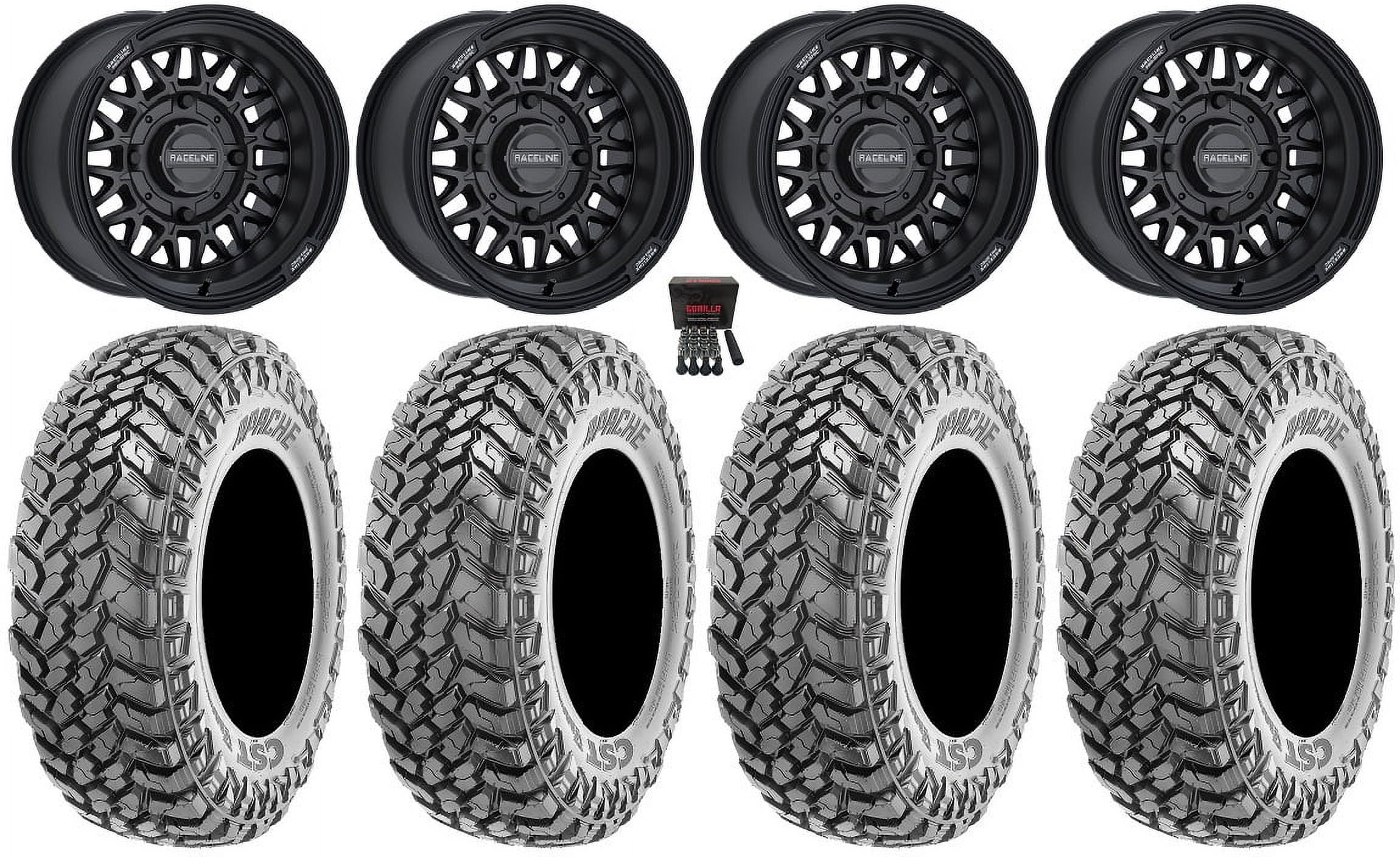 Raceline Omega 14" Wheels Black 32" Apache Tires Can-Am Commander ...