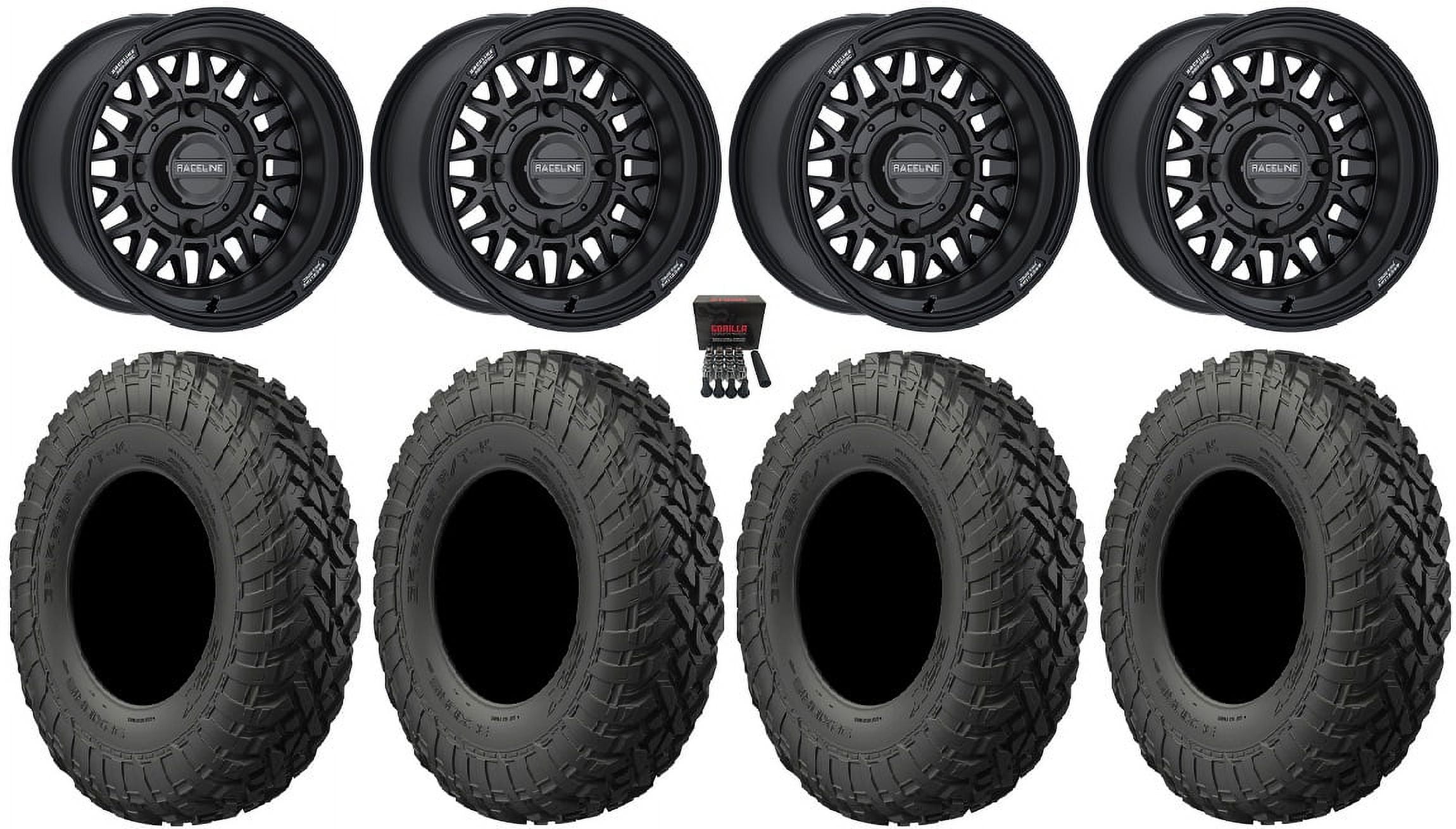 Raceline Omega 14" Wheels Black 32" Gripper T/R/K Tires Sportsman RZR ...