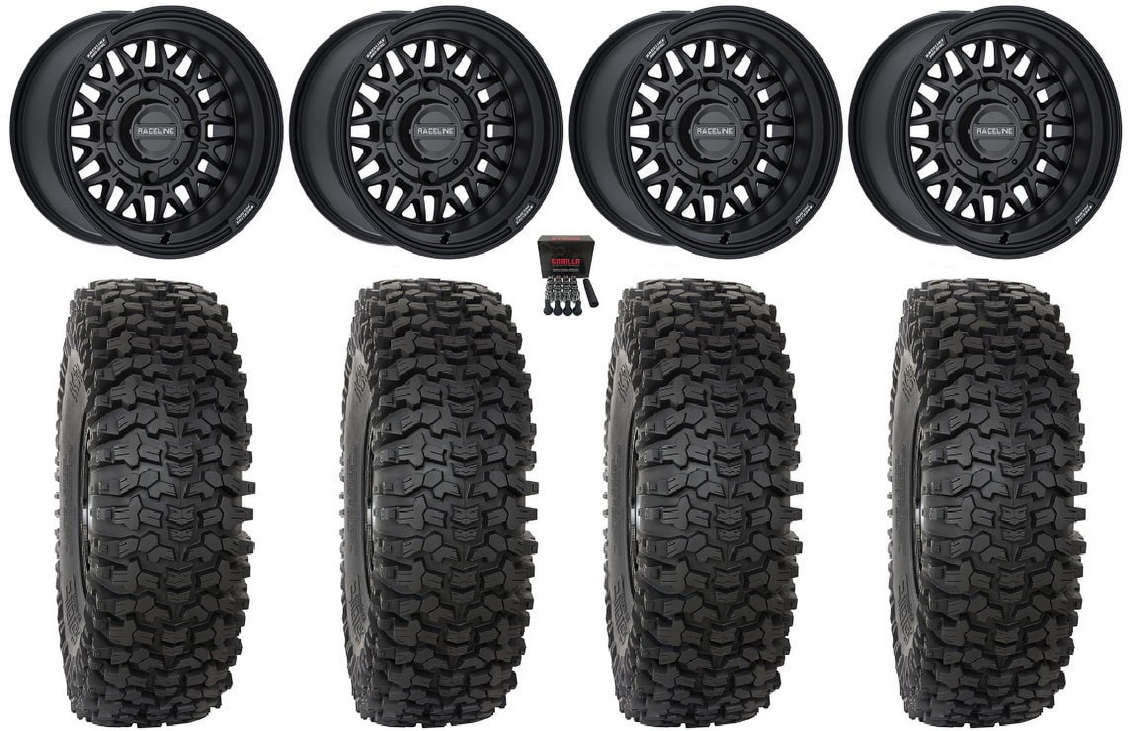 Raceline Omega 14" Wheels Black 32" RC500 Tires Can-Am Commander ...