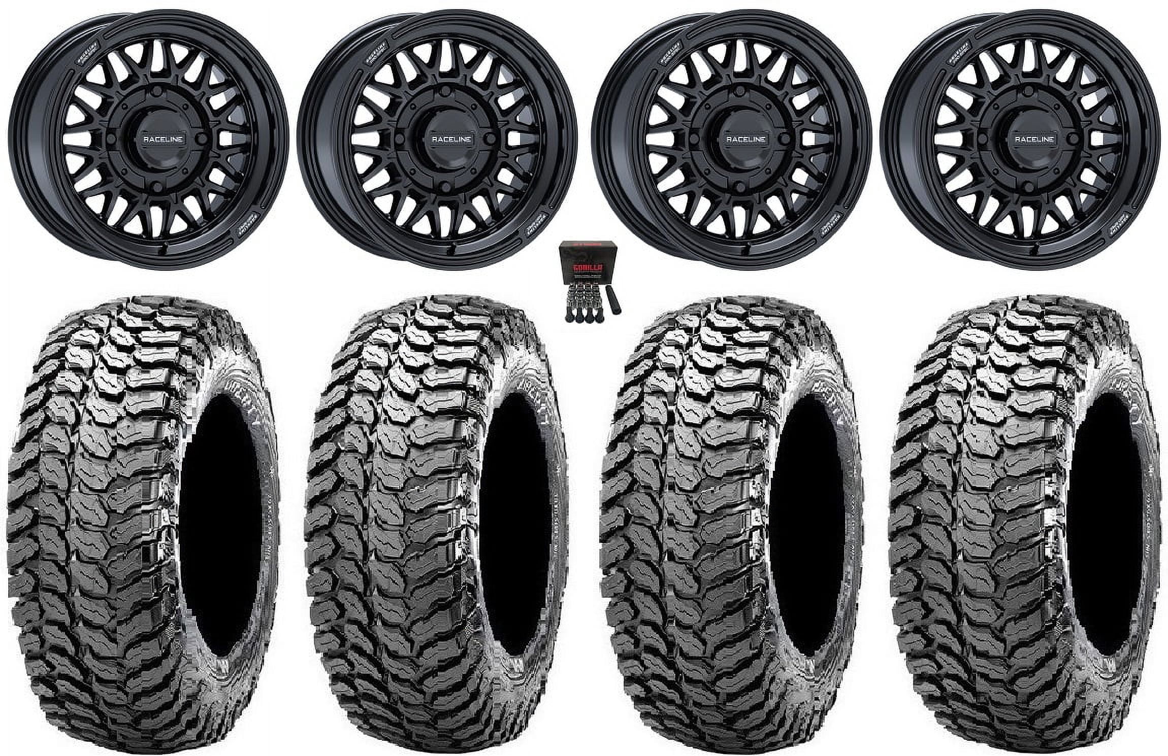 Raceline Omega 15" Wheels Gloss Black 29" Liberty Tires Can-Am Maverick ...