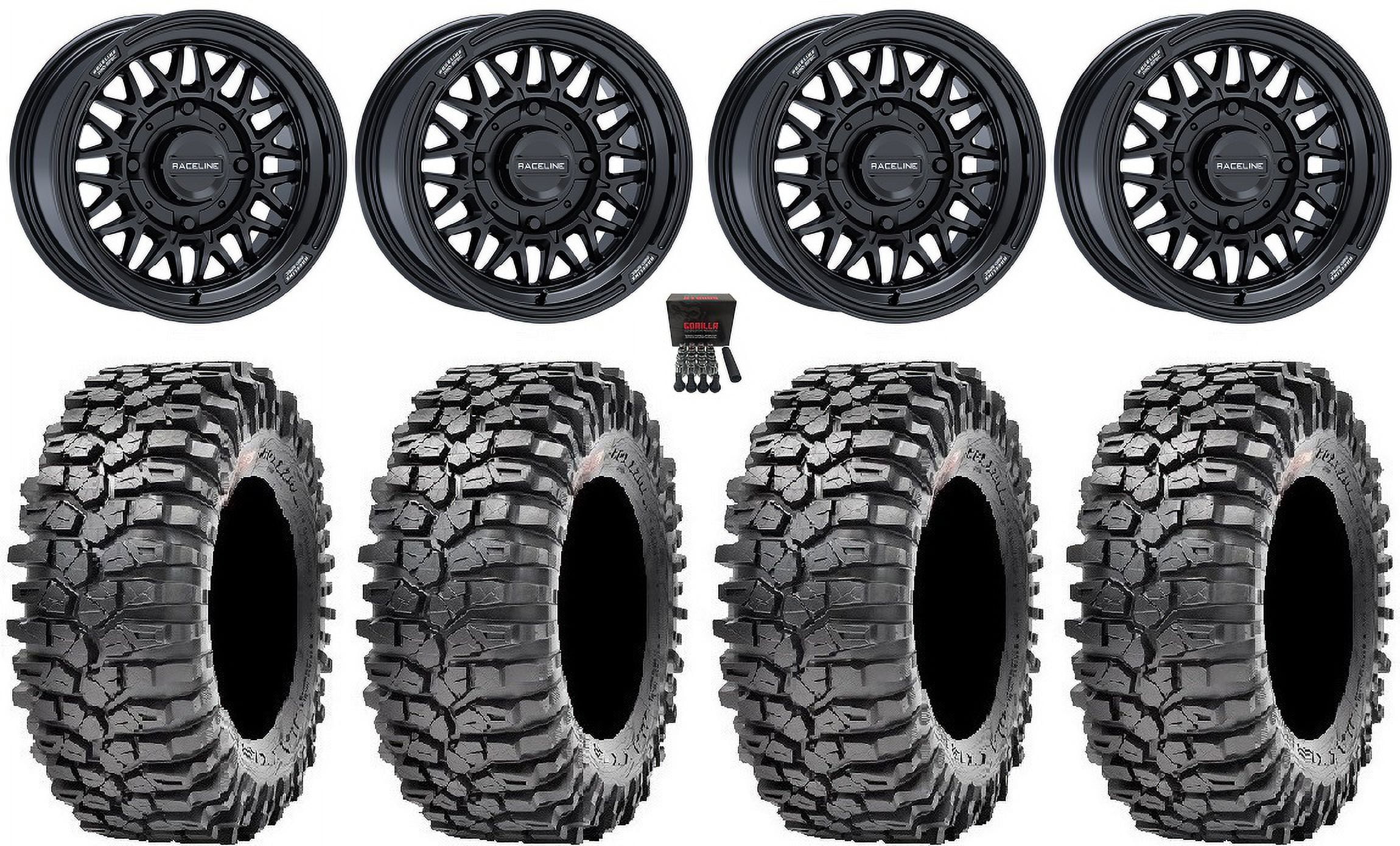 Raceline Omega 15" Wheels Gloss Black 32" Roxxzilla Tires Can-Am ...