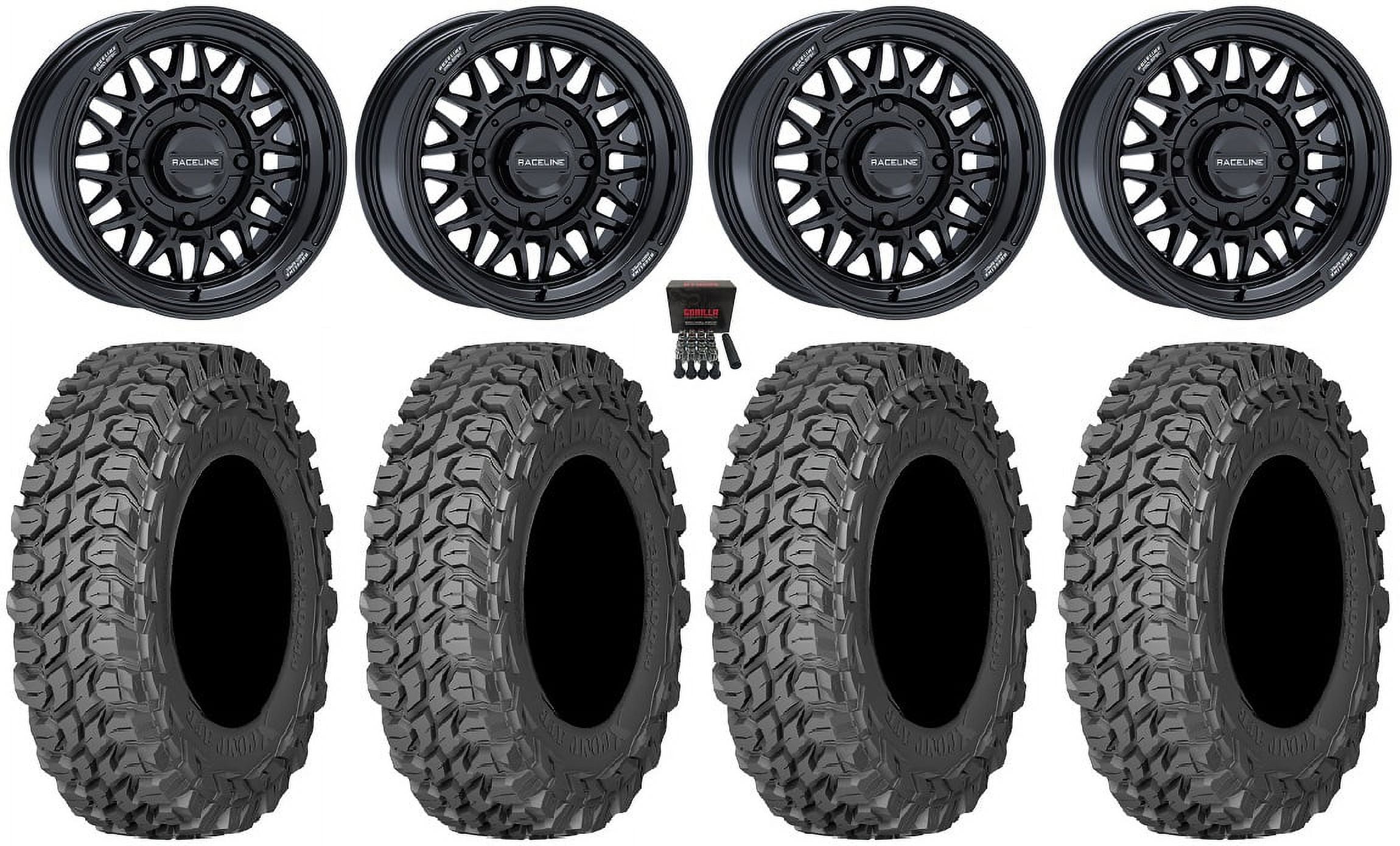 Raceline Omega 15" Wheels Gloss Black 32" X Comp ATR Tires Polaris RZR ...