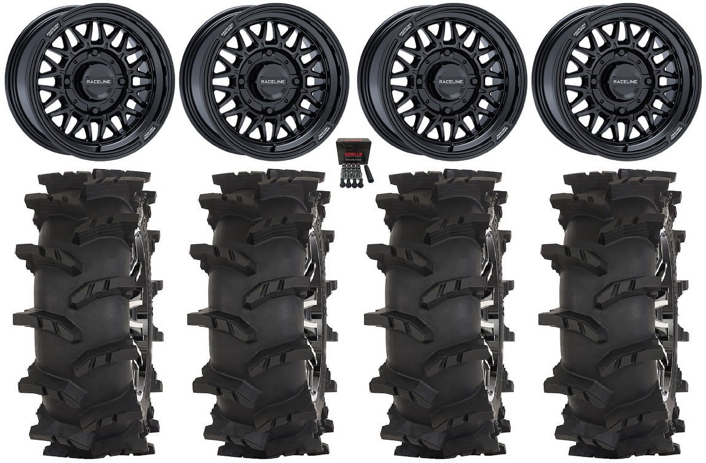 Raceline Omega 15" Wheels Gloss Black 33" Outlaw Max Tires ...