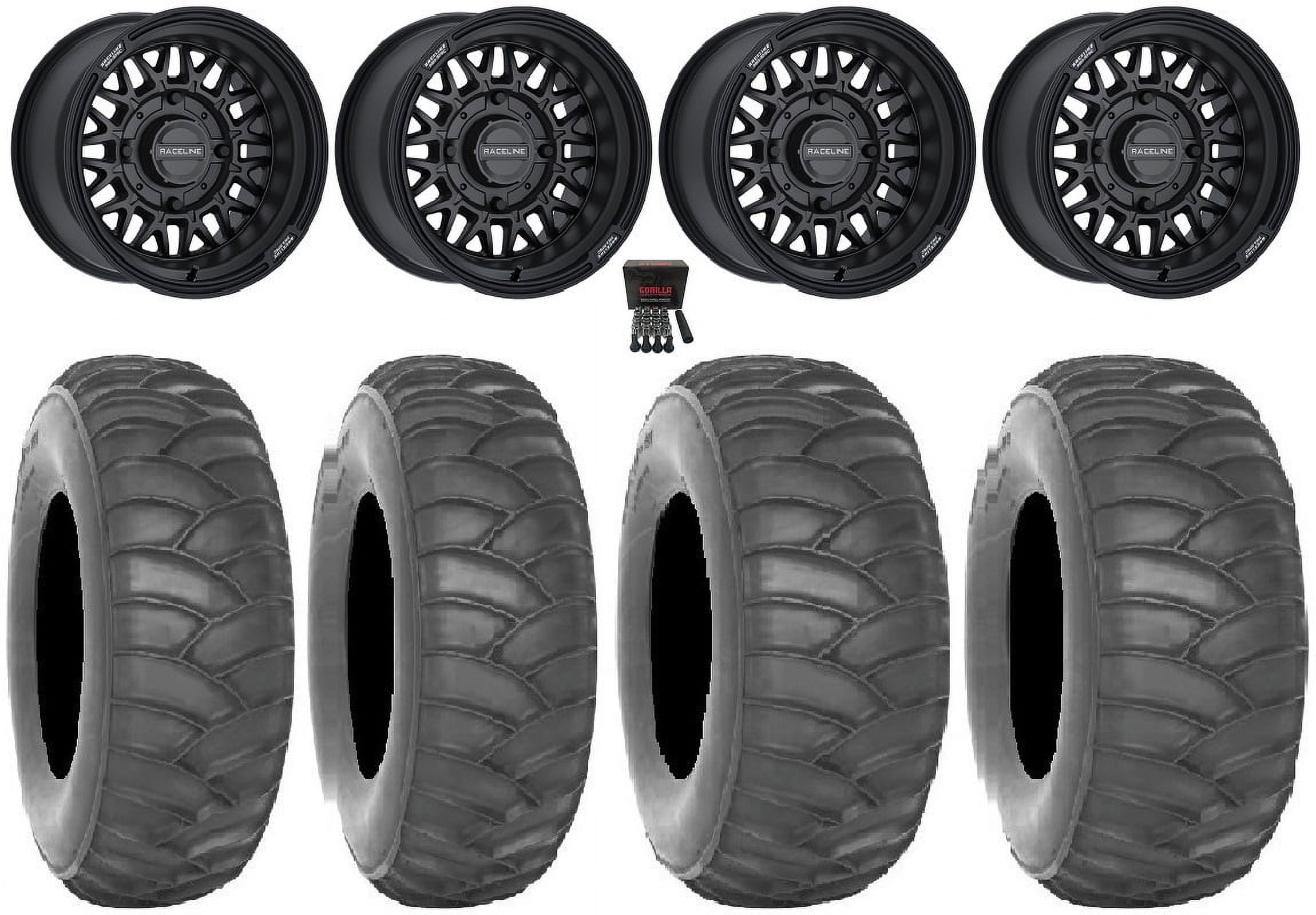 Raceline Omega 15" Wheels Satin Bk 32" SS360/HP Tires Can-Am Maverick ...