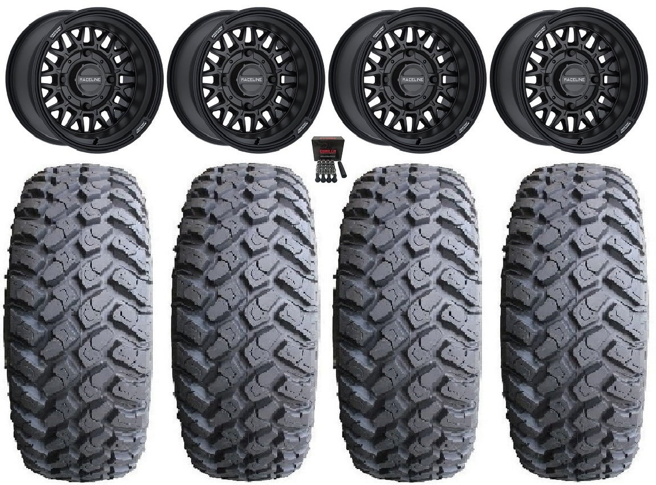 Raceline Omega 15" Wheels Satin Black 30" MotoHammer Tires Polaris RZR ...