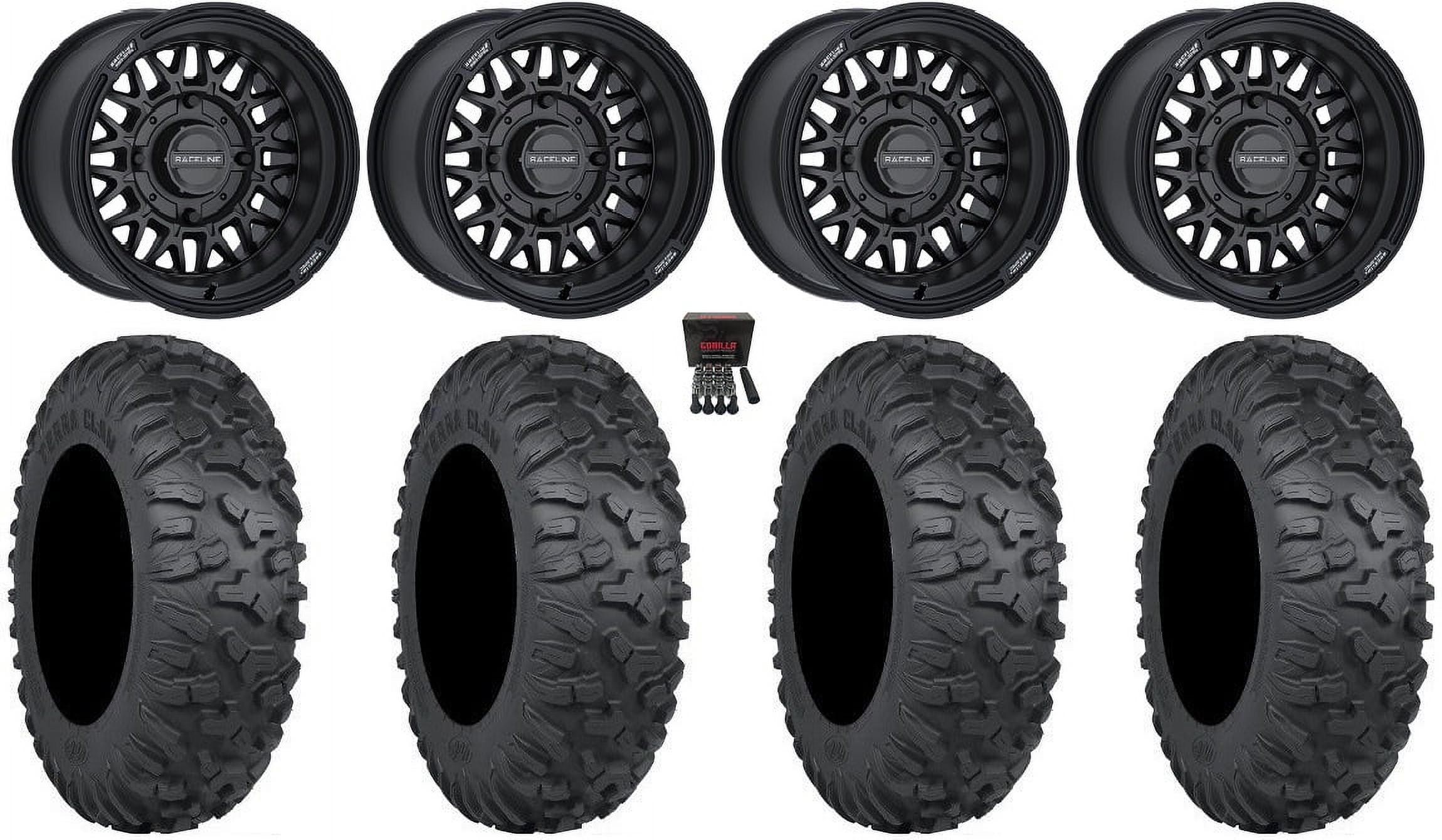 Raceline Omega 15" Wheels Satin Black 30" Terra Claw Tires Can-Am ...