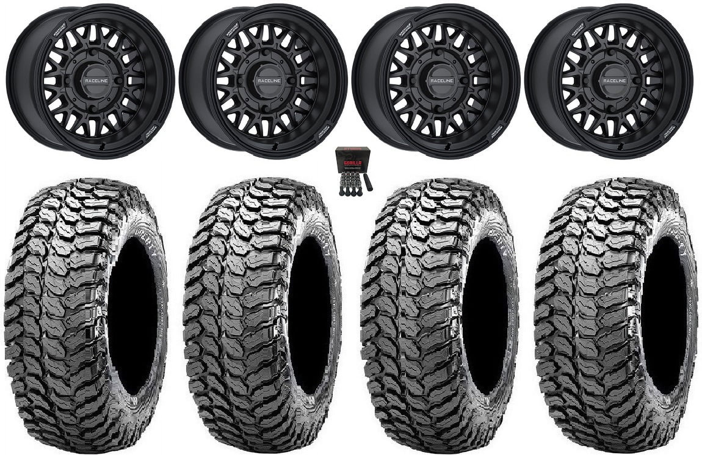 Raceline Omega 15" Wheels Satin Black 32" Liberty Tires Polaris RZR XP ...