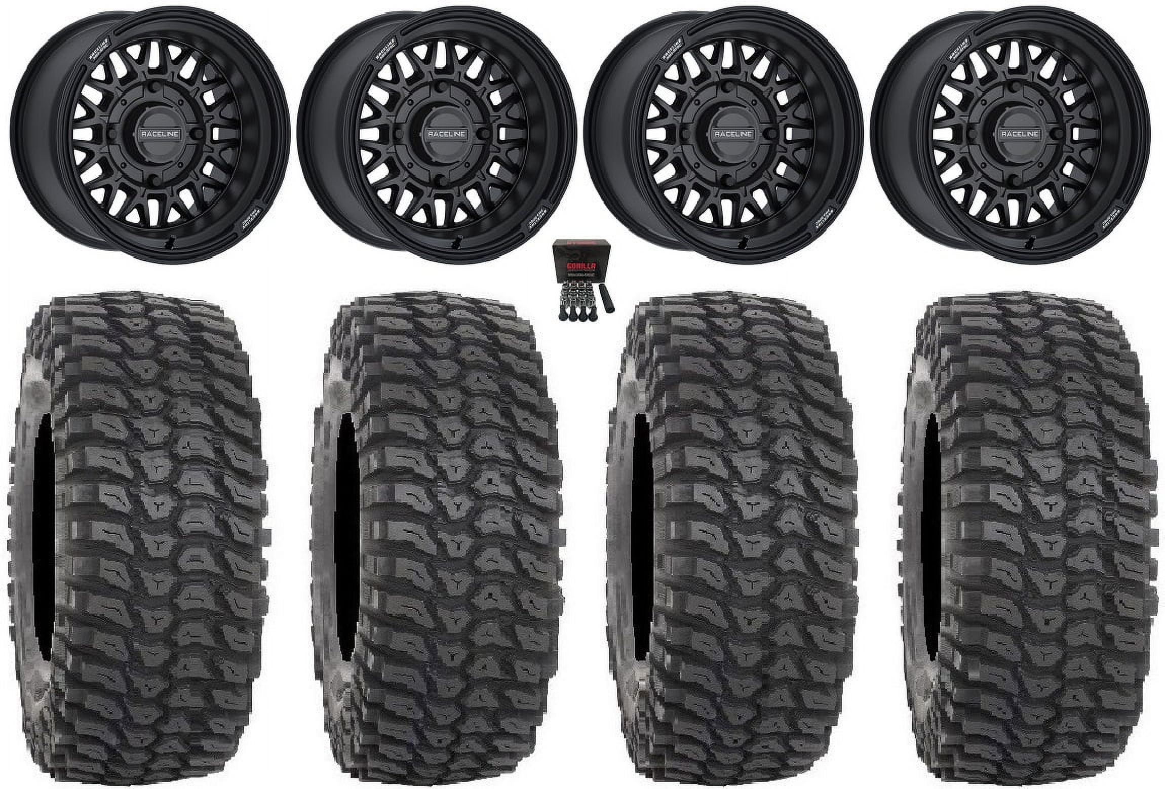 Raceline Omega 15" Wheels Satin Black 32" XCR350 Tires Polaris RZR XP ...