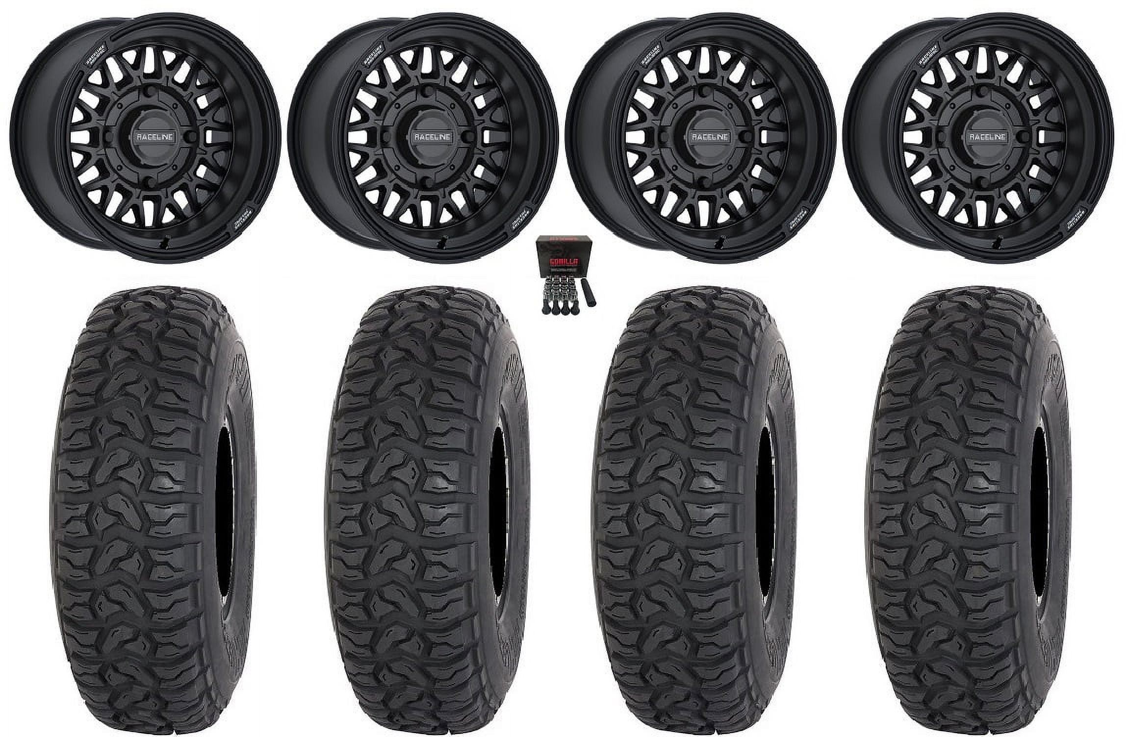 Raceline Omega 15" Wheels Satin Black 33" Chicane LT Tires ...