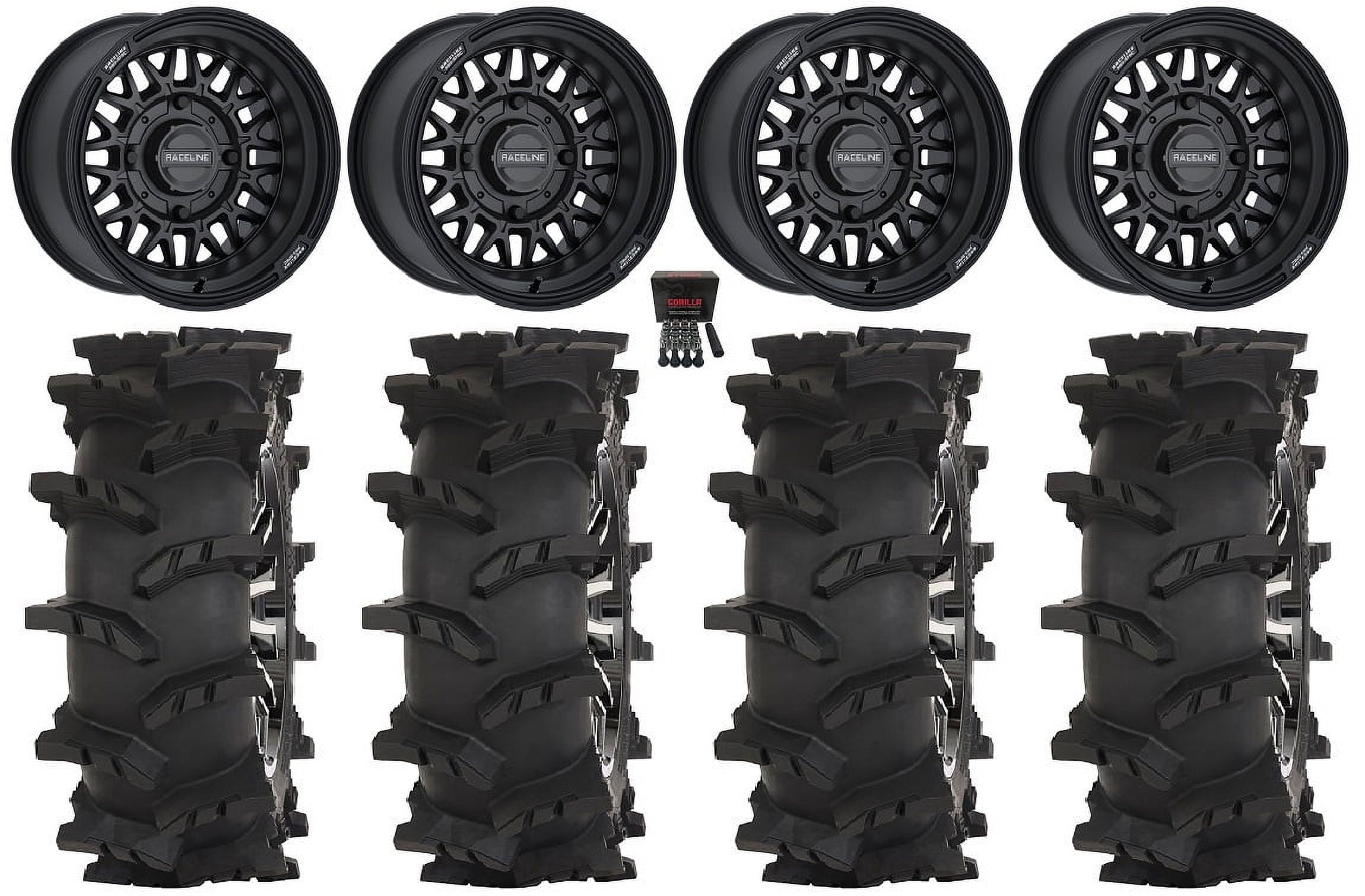 Raceline Omega 15" Wheels Satin Black 33" Outlaw Max Tires Can-Am ...