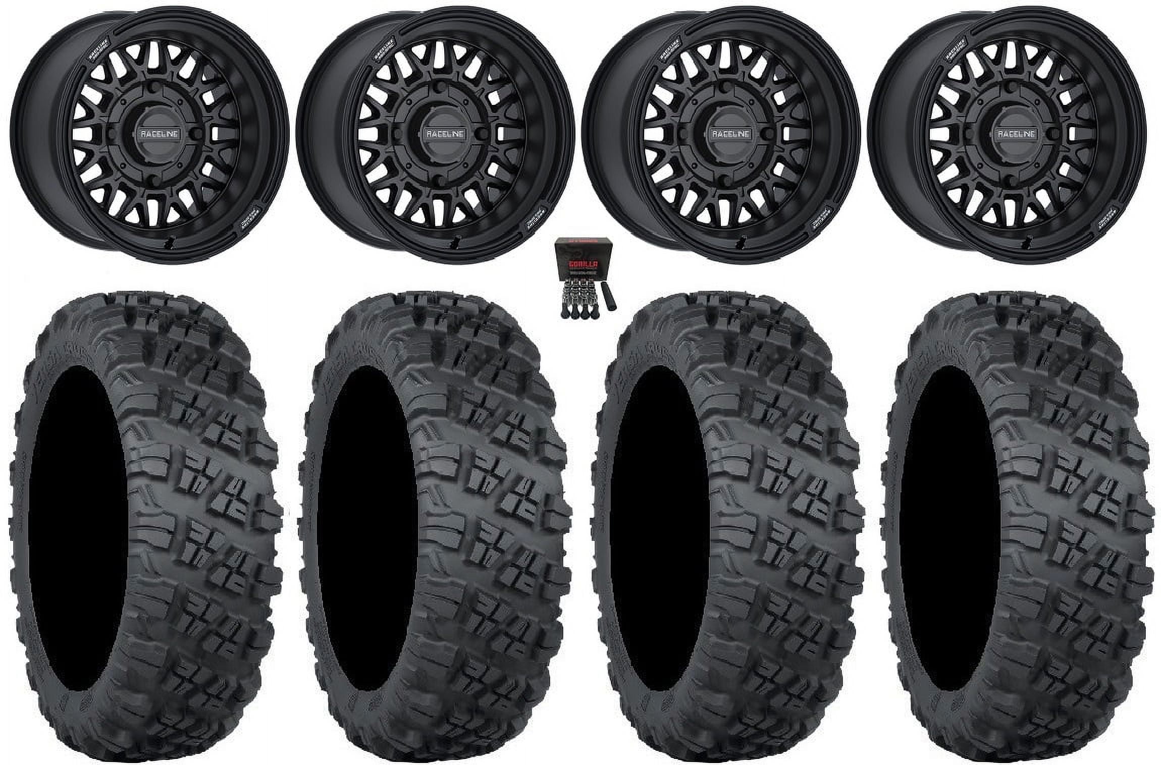 Raceline Omega 15" Wheels Satin Black 33" Versa Cross V3 Tires Can-Am ...