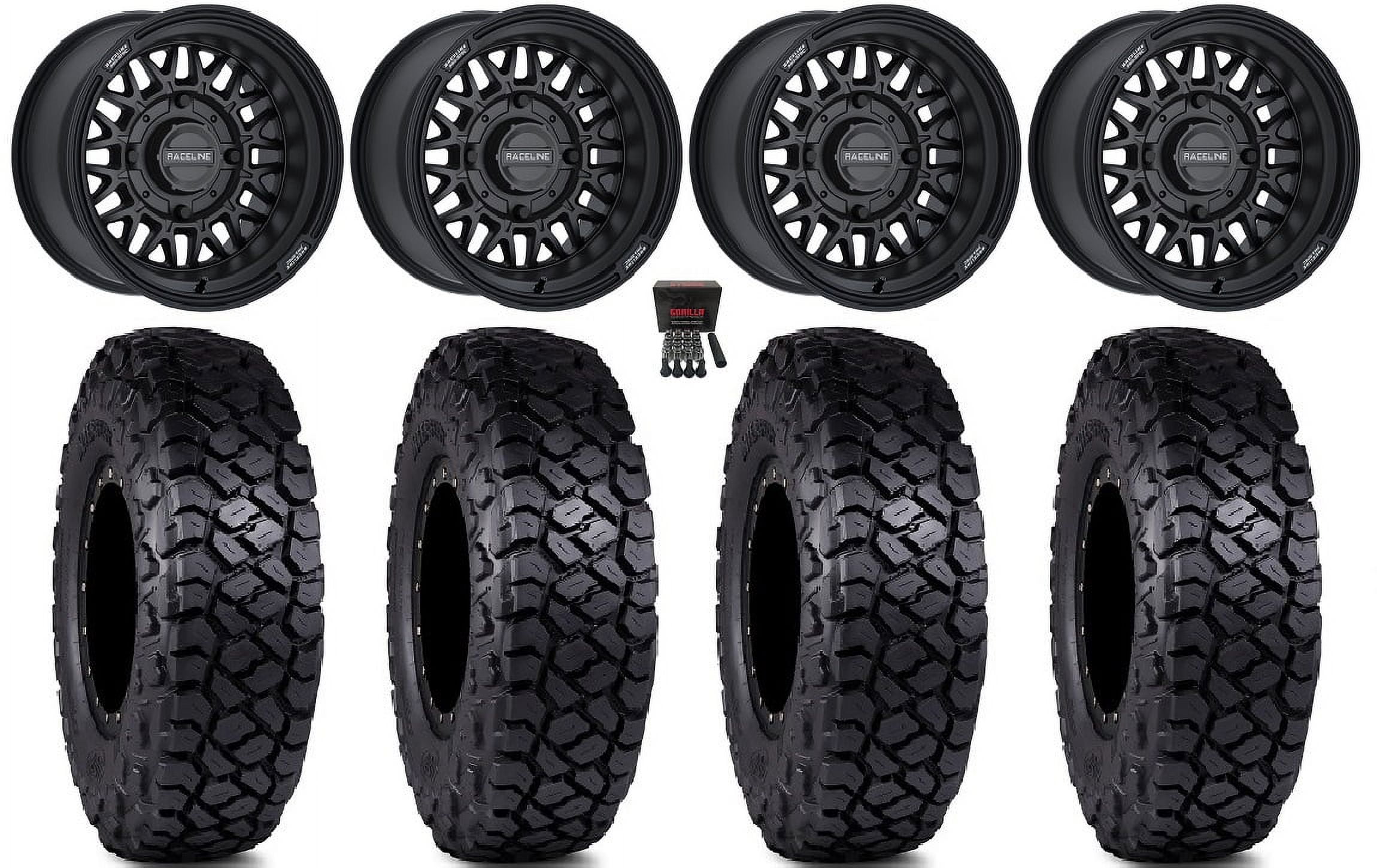 Raceline Omega 15" Wheels Satin Black 35" Intersect Tires Can-Am ...