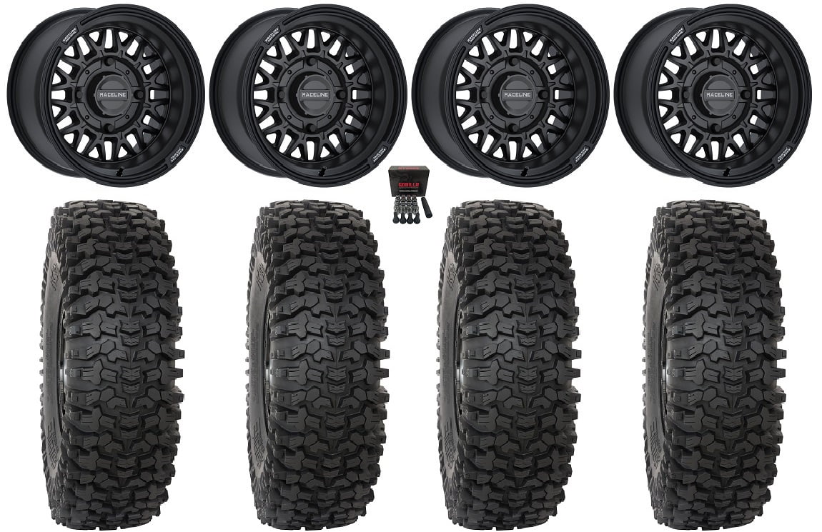 Raceline Omega 15" Wheels Satin Black 35" RC500S Sticky Tires Can-Am ...