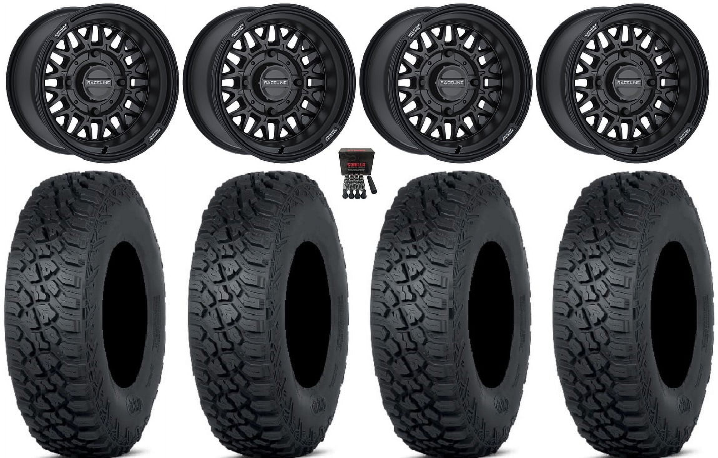 Raceline Omega 15" Wheels Satin Black 35" Tenacity XNR Tires Polaris ...