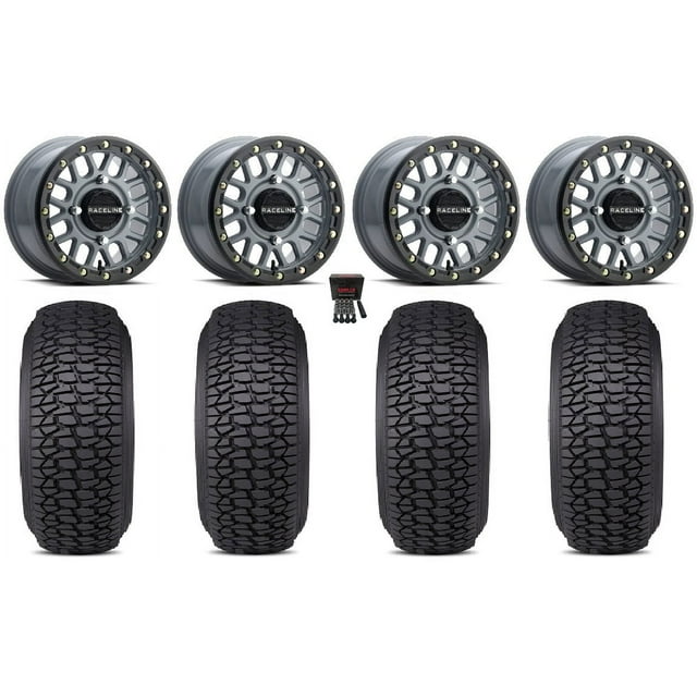 Raceline Pod Bdlk 14" Wheels Gy +38mm 30" Regulator 2 Tires Sportsman ...