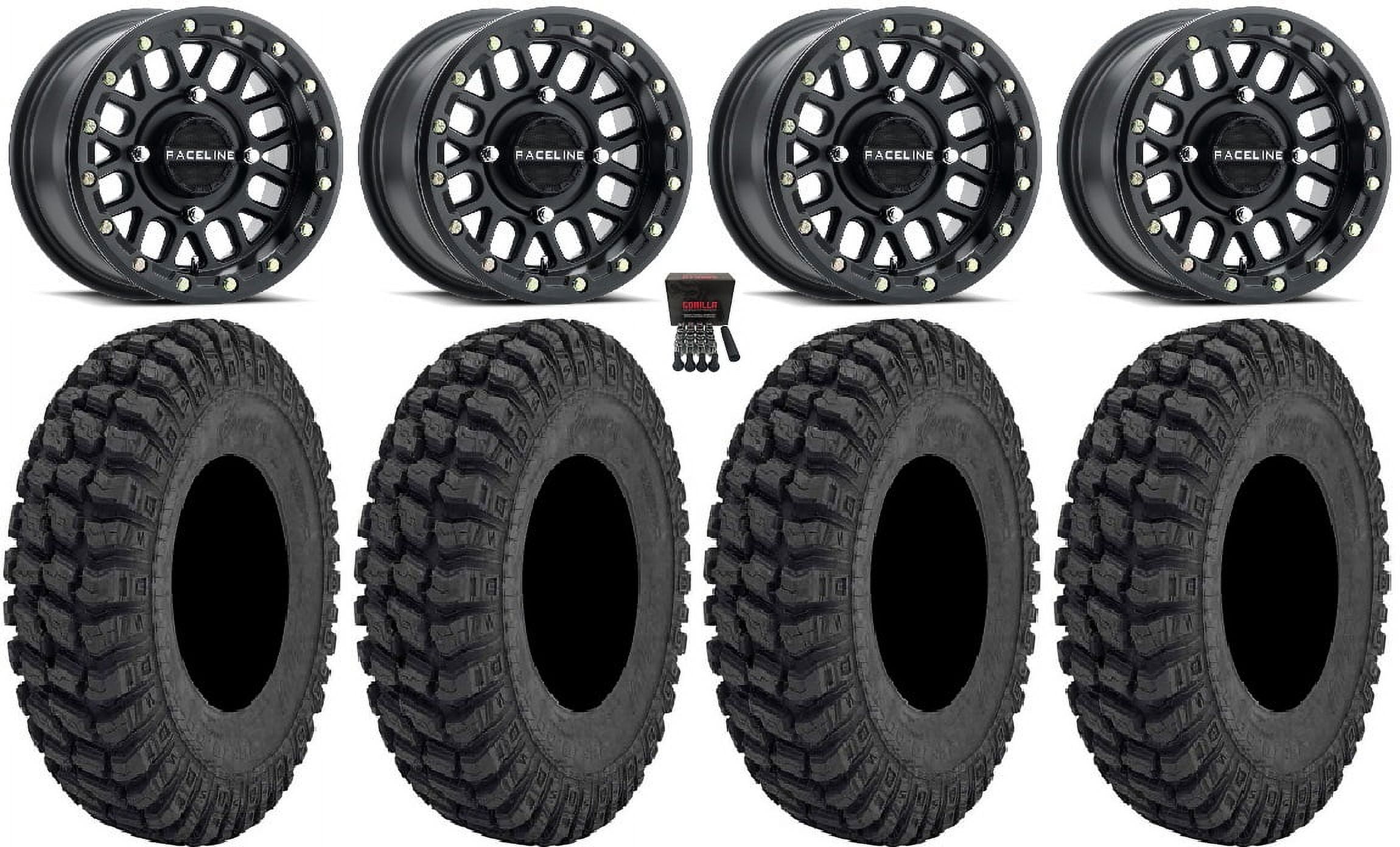 Raceline Podium Bdlk 14" Wheels Bk 30" Warrior AT Tires Can-Am Maverick ...