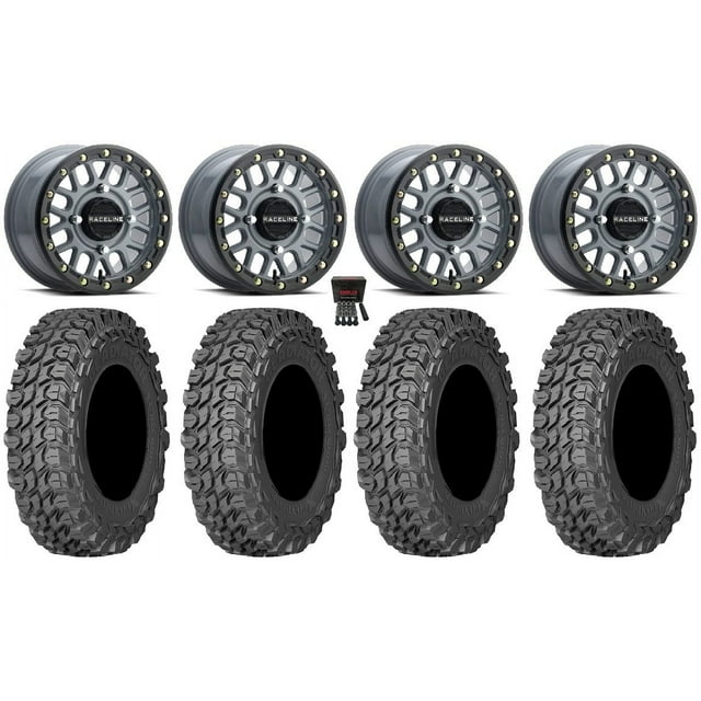 Raceline Podium Bdlk 14" Wheels Gy 28" X Comp ATR Tires Sportsman RZR ...